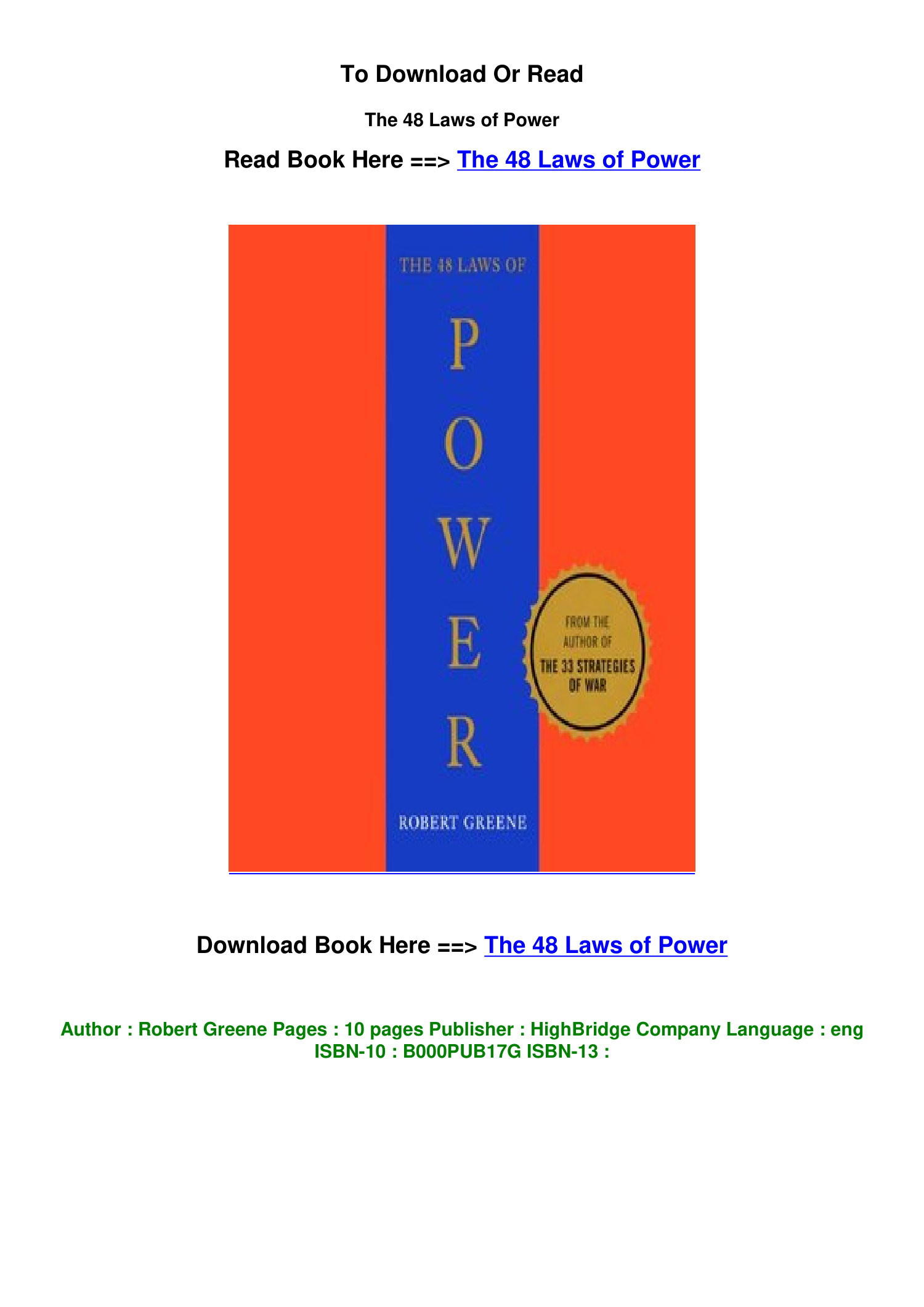 48 Laws Of Power Epub