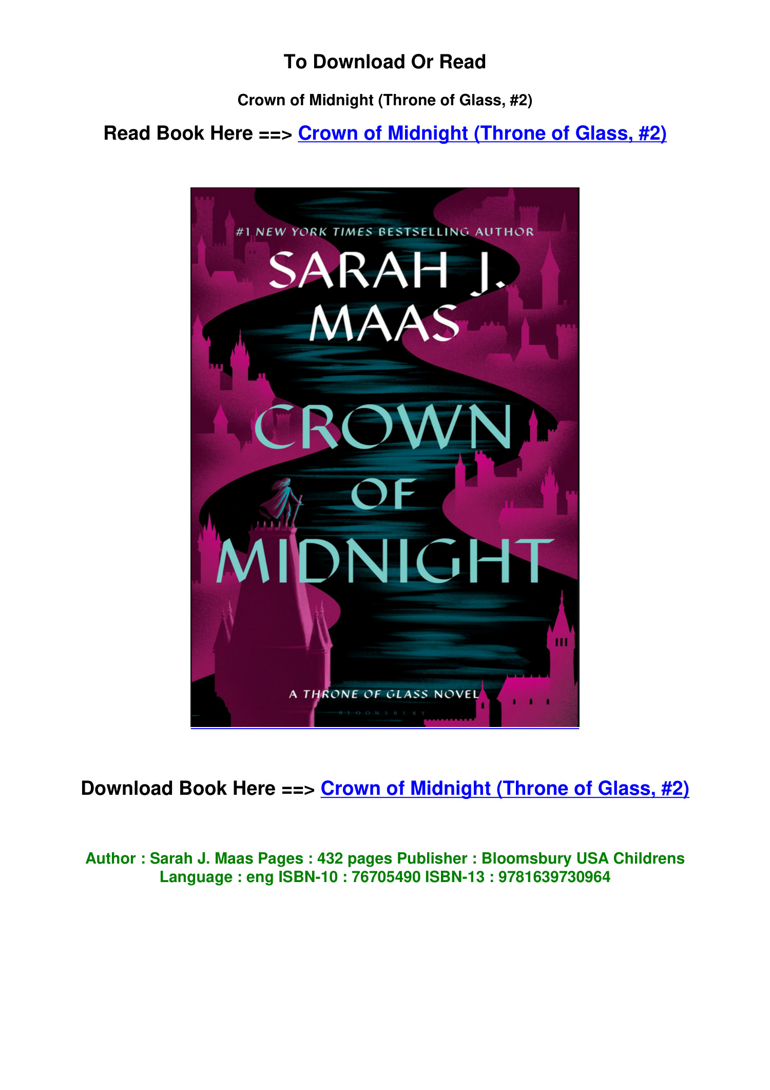 epub download Crown of Midnight Throne of Glass 2 BY Sarah J Maas.pdf | DocDroid