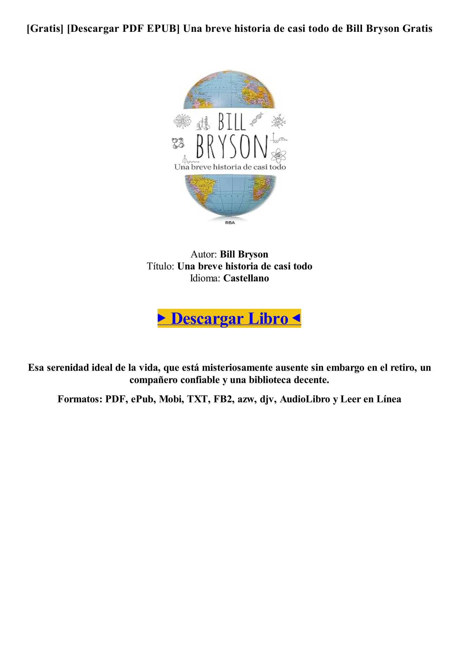 Libro [Descargar] Una breve historia de casi todo de Bill Bryson [GRATIS].pdf | DocDroid