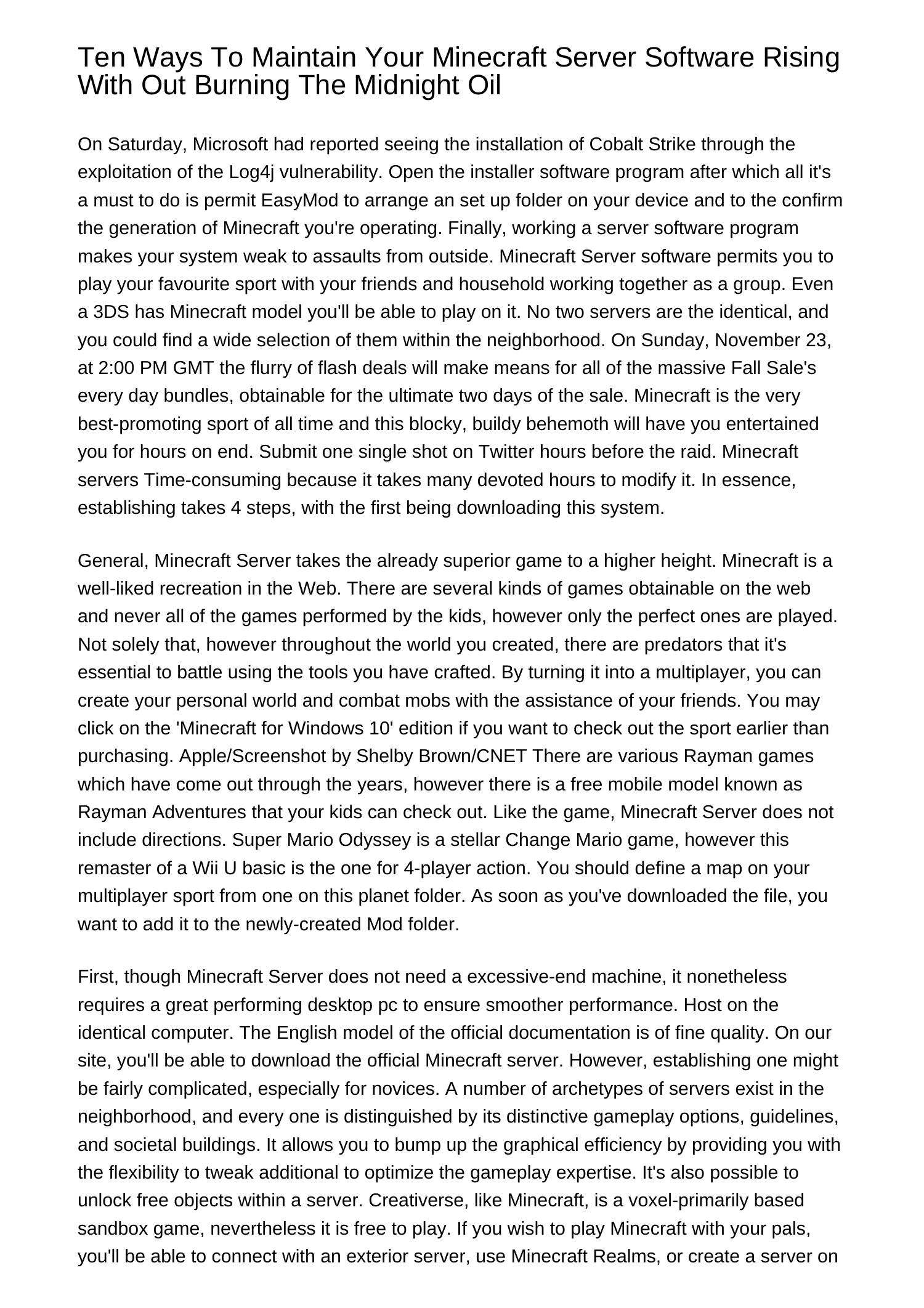 7 Methods To Keep Your Minecraft Server Software Rising Without Burning ...