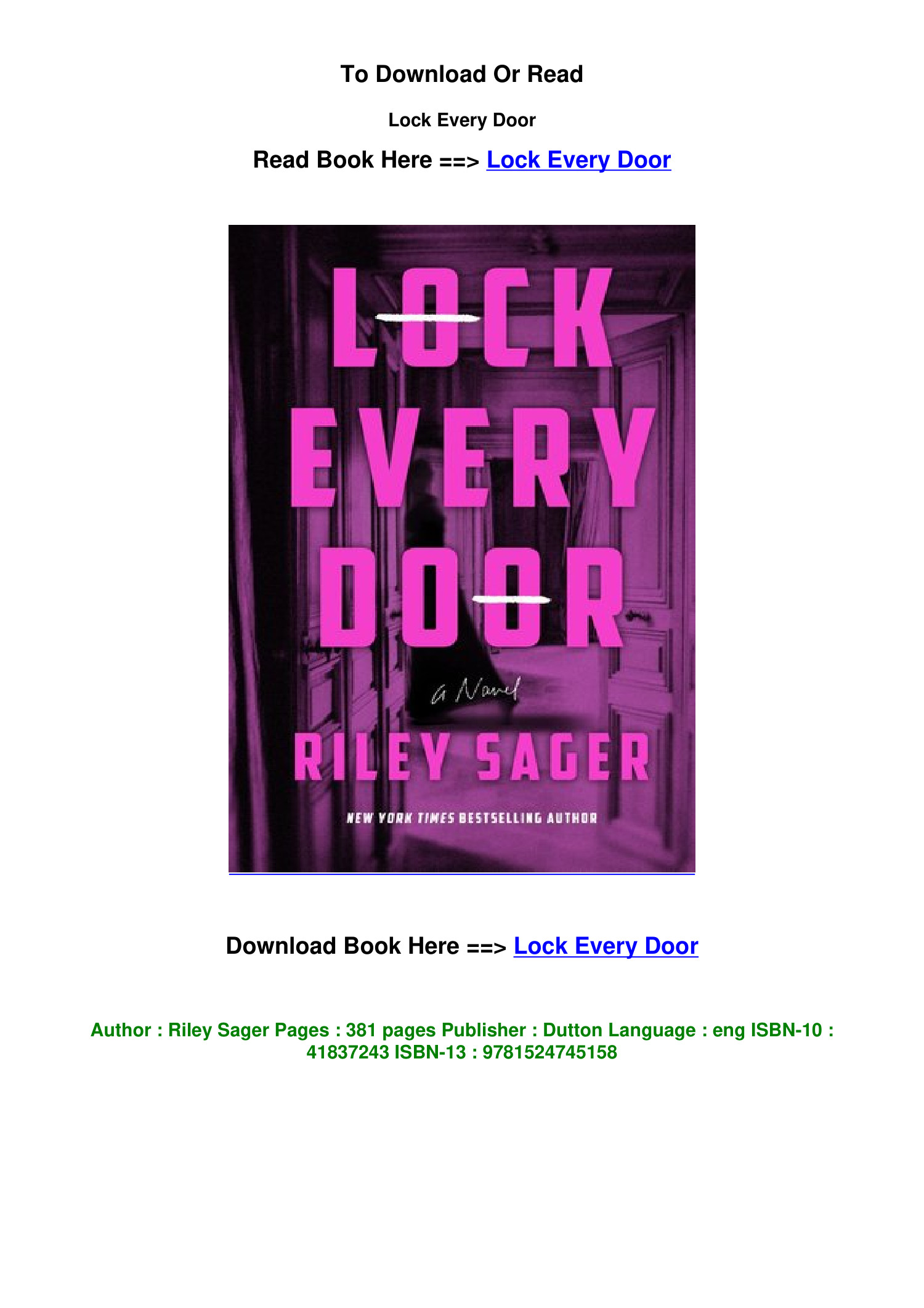 DOWNLOAD EPub Lock Every Door BY Riley Sager.pdf | DocDroid