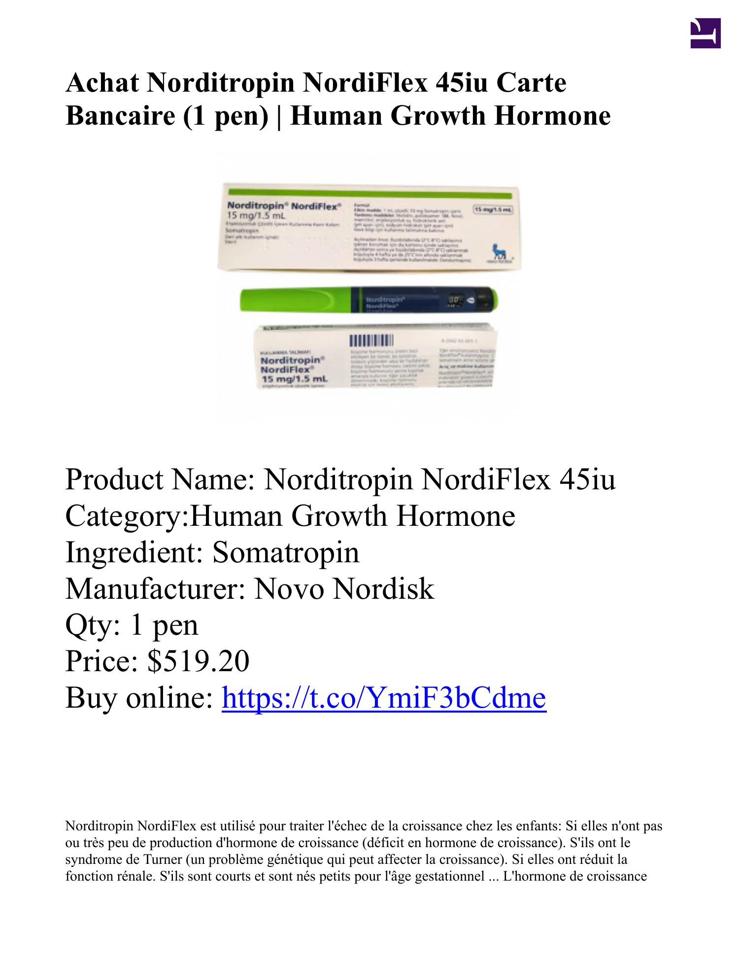 Achat Norditropin NordiFlex 45iu Carte Bancaire 1 pen Novo Nordisk.pdf ...