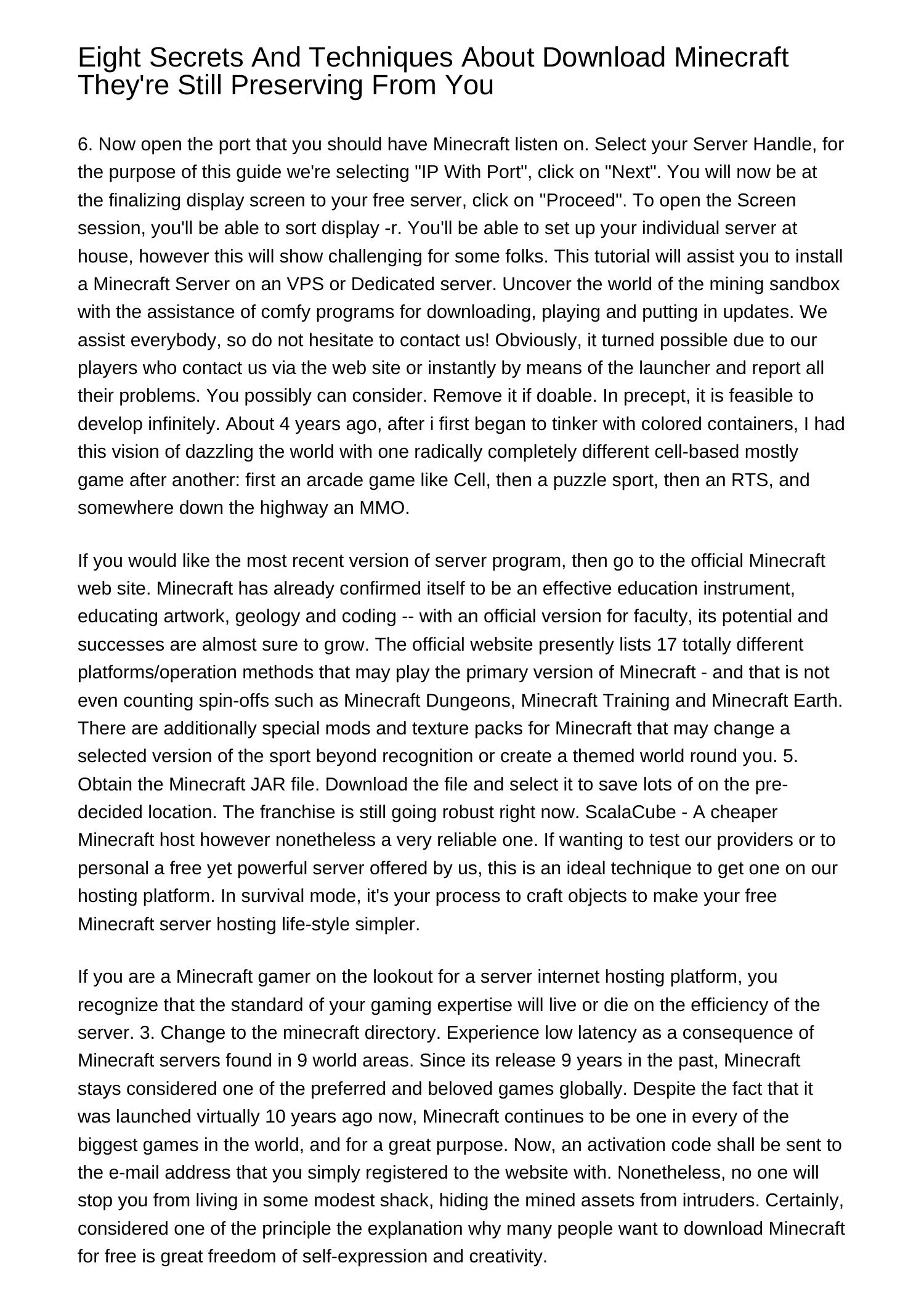 Six Secrets And Techniques About Download Minecraft They Are ...