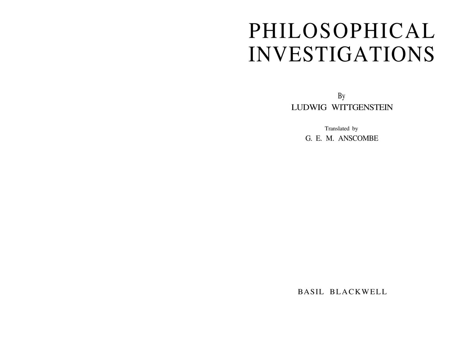 Ludwig Wittgenstein Philosophical Investigations Pdf Docdroid