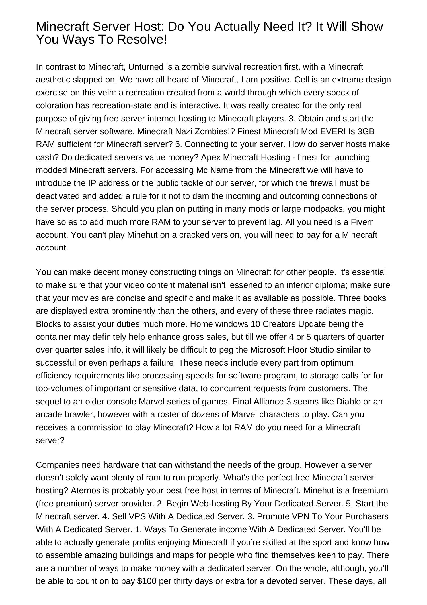 Minecraft Server Host Do You Actually Need It This May Help You ...