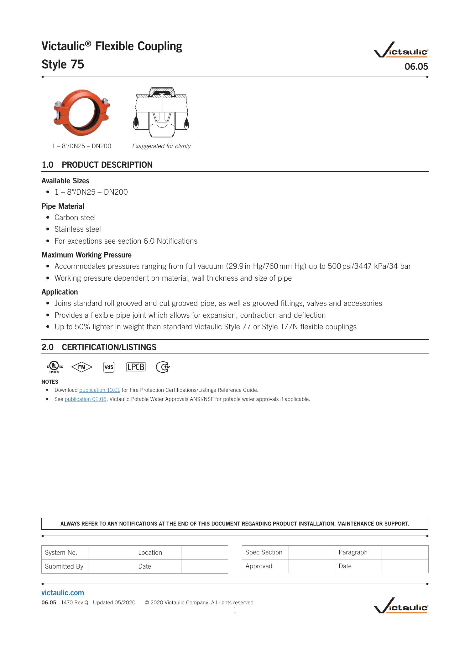 06.05 Victaulic Style 75 Flexible Coupling.pdf | DocDroid