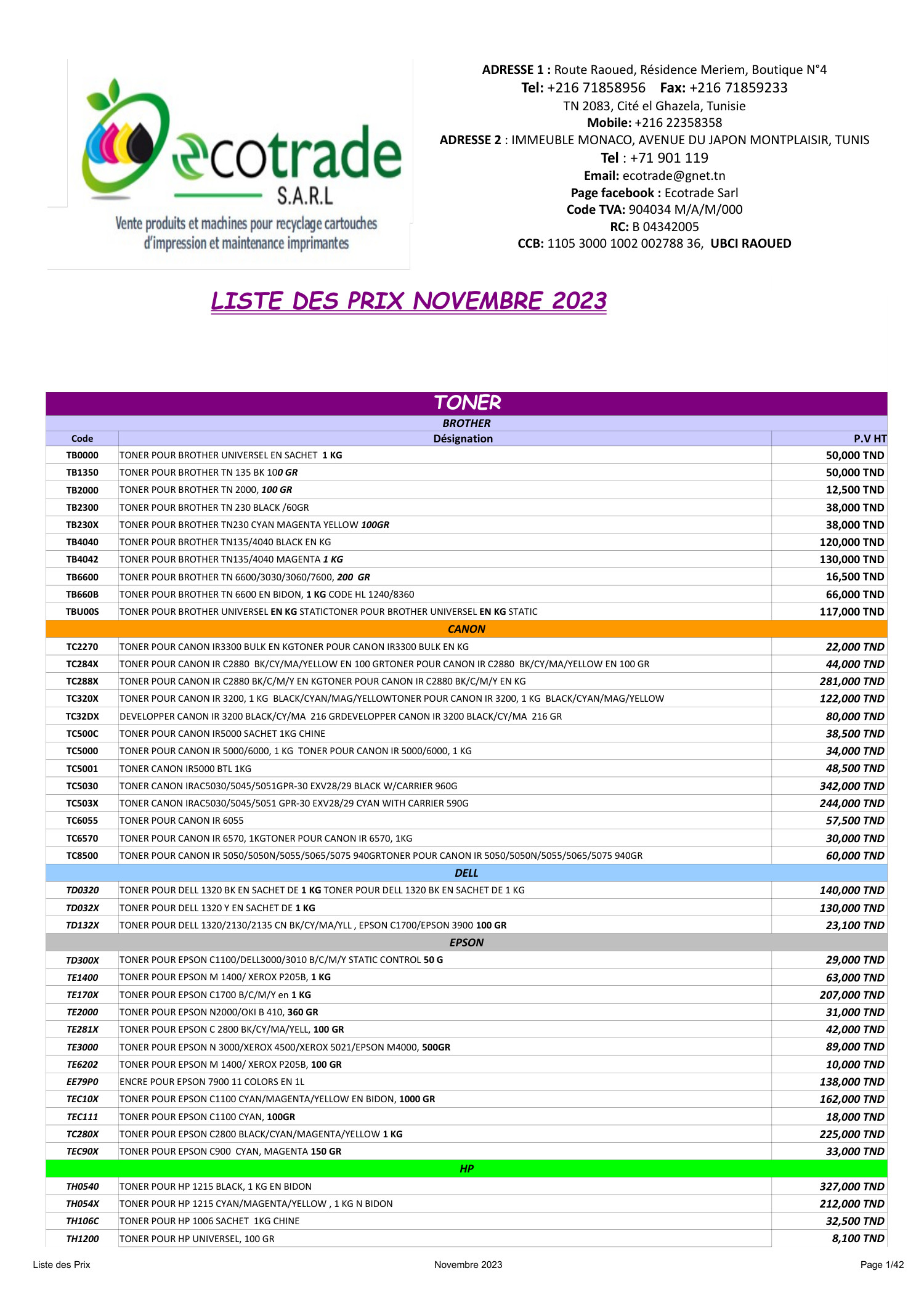 LISTE DES PRIX NOVEMBRE 2023.pdf | DocDroid