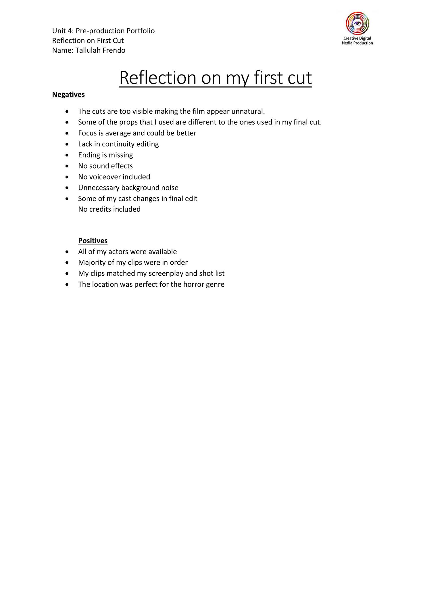 reflection on first cut.docx | DocDroid