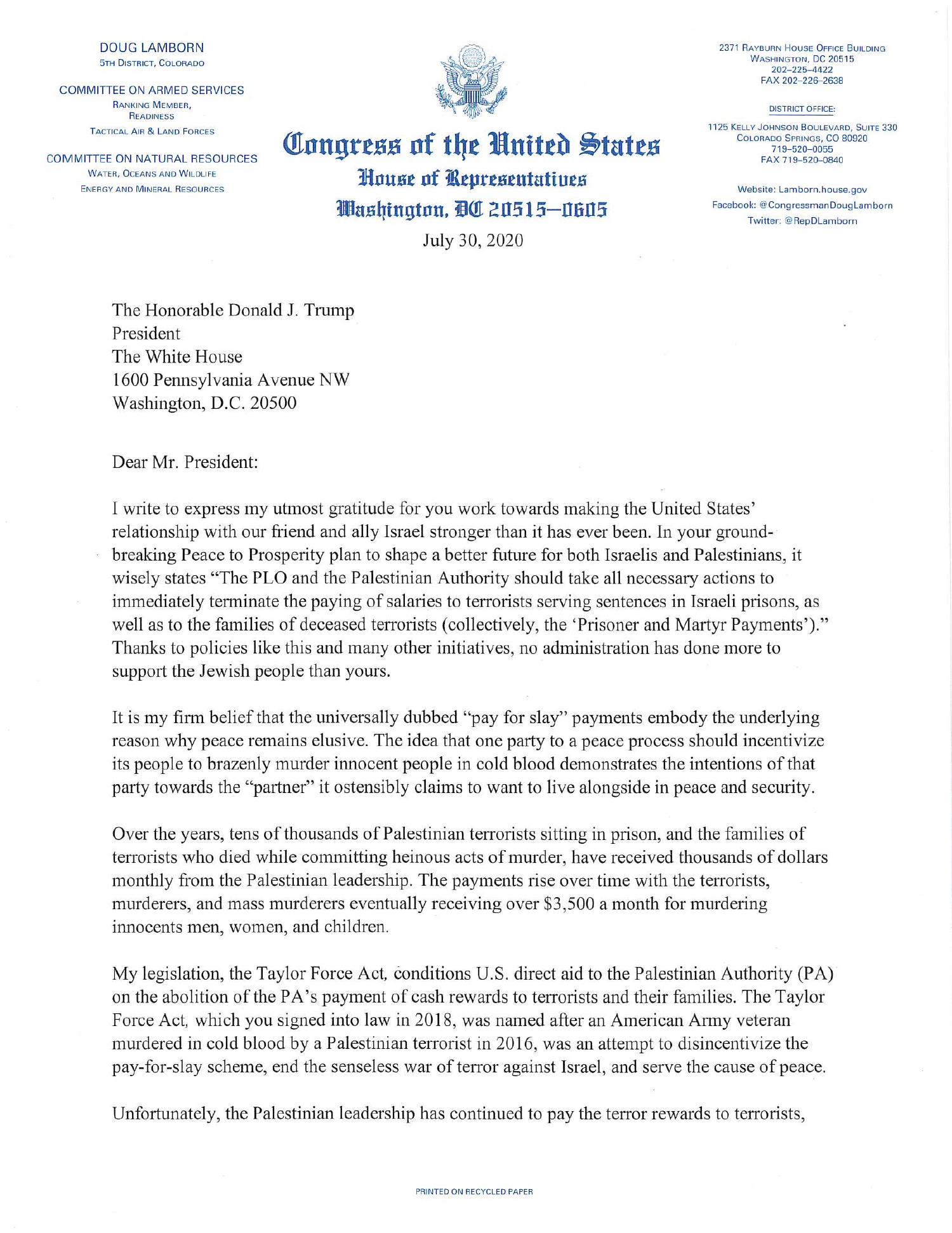Rep. Lamborn_Letter to POTUS_Pay to Slay.pdf | DocDroid