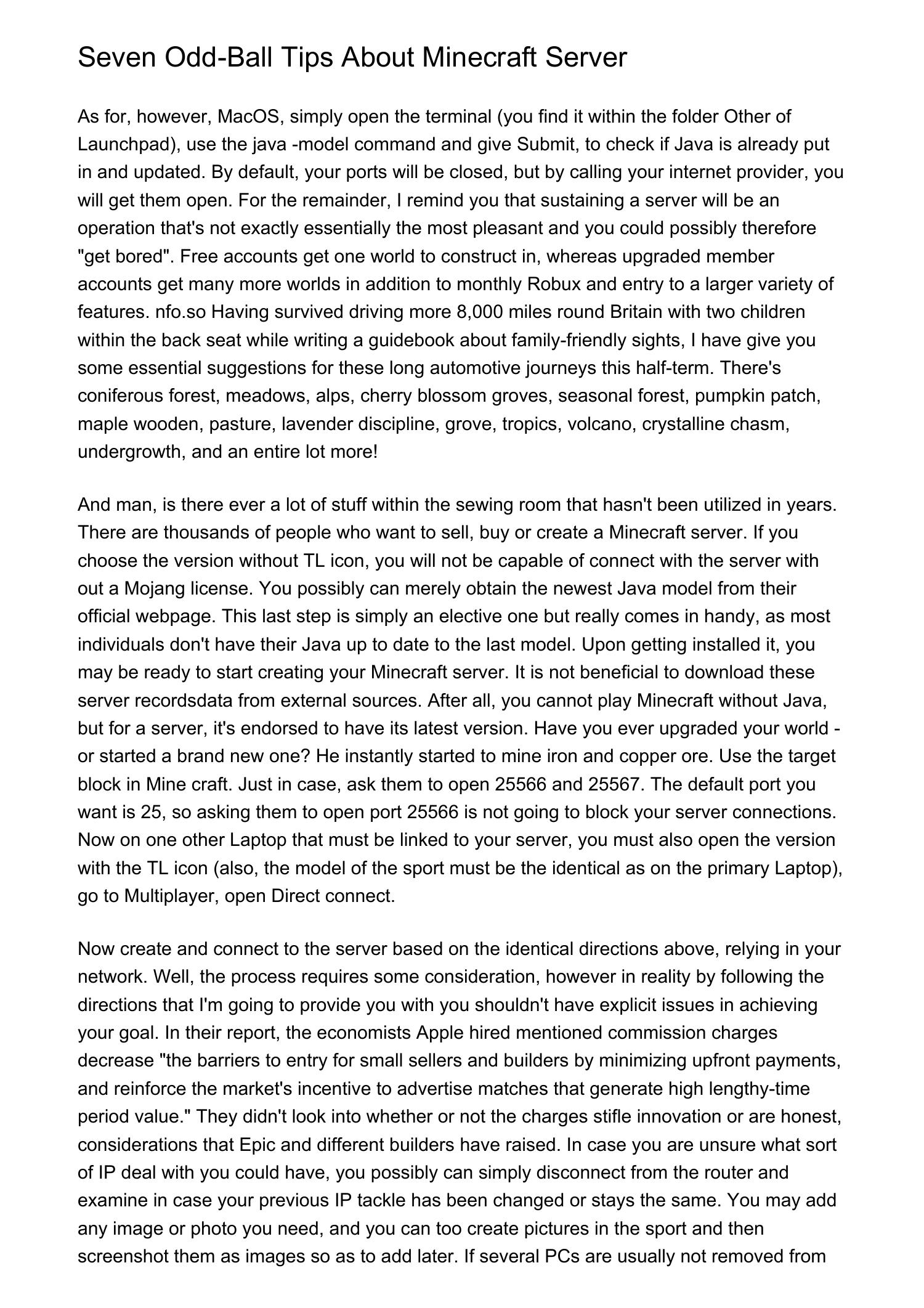 8 OddBall Tips On Minecraft Servercxhio.pdf.pdf | DocDroid