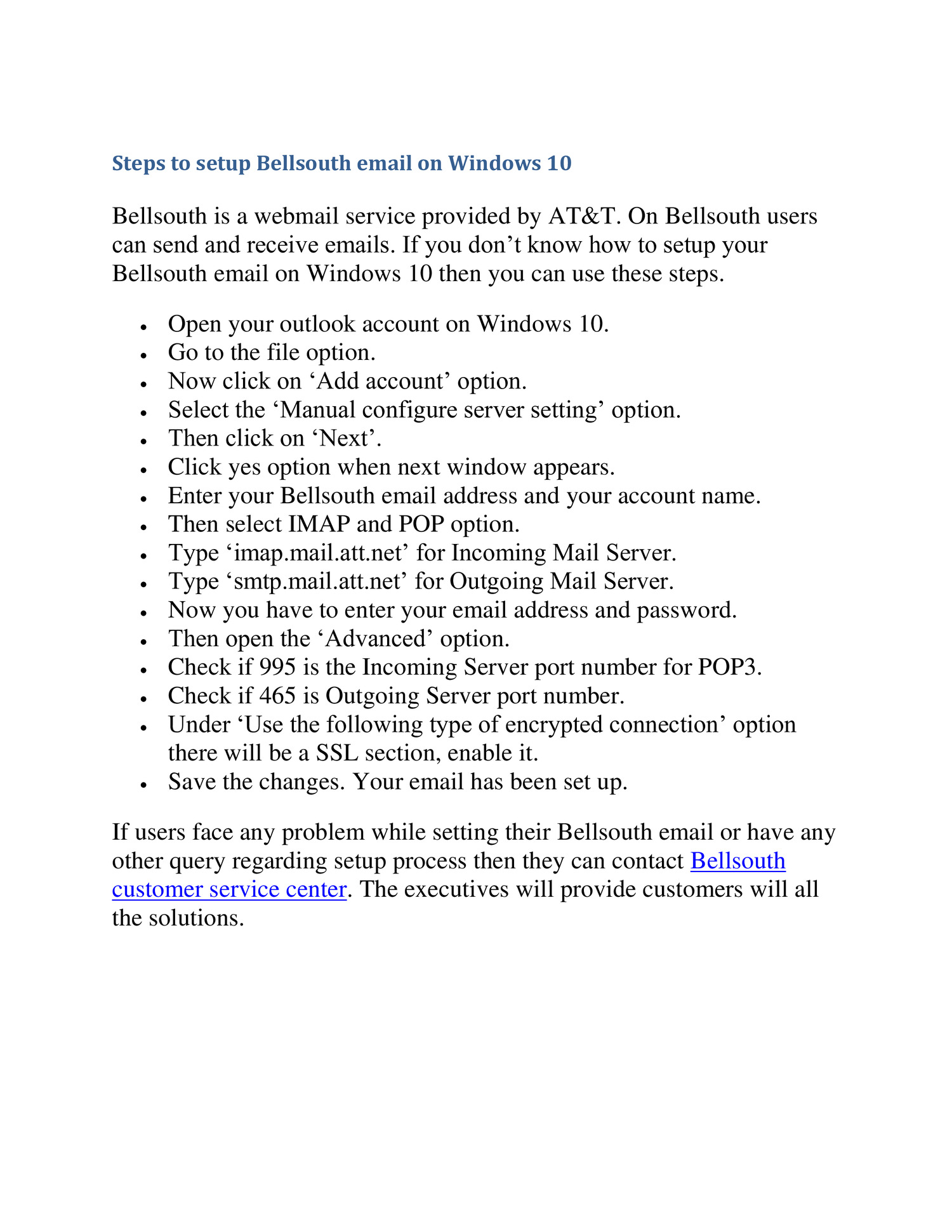 Steps to setup Bellsouth email on Windows 10.docx | DocDroid