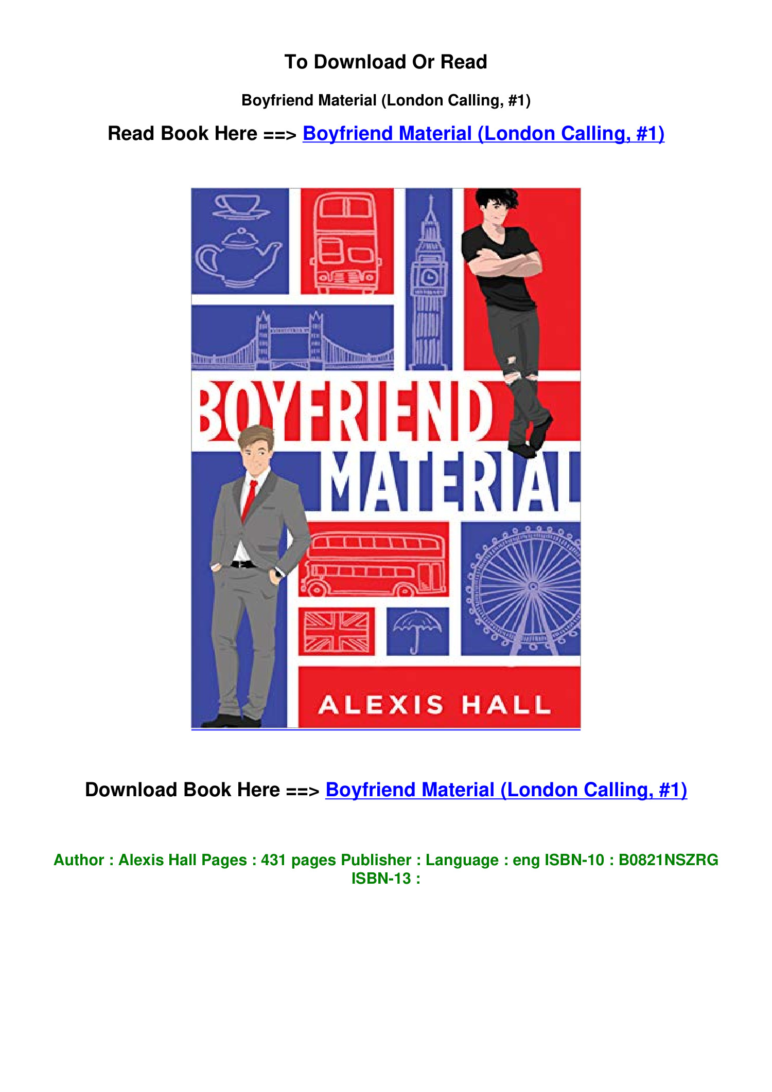 download epub Boyfriend Material London Calling 1 By Alexis Hall.pdf | DocDroid