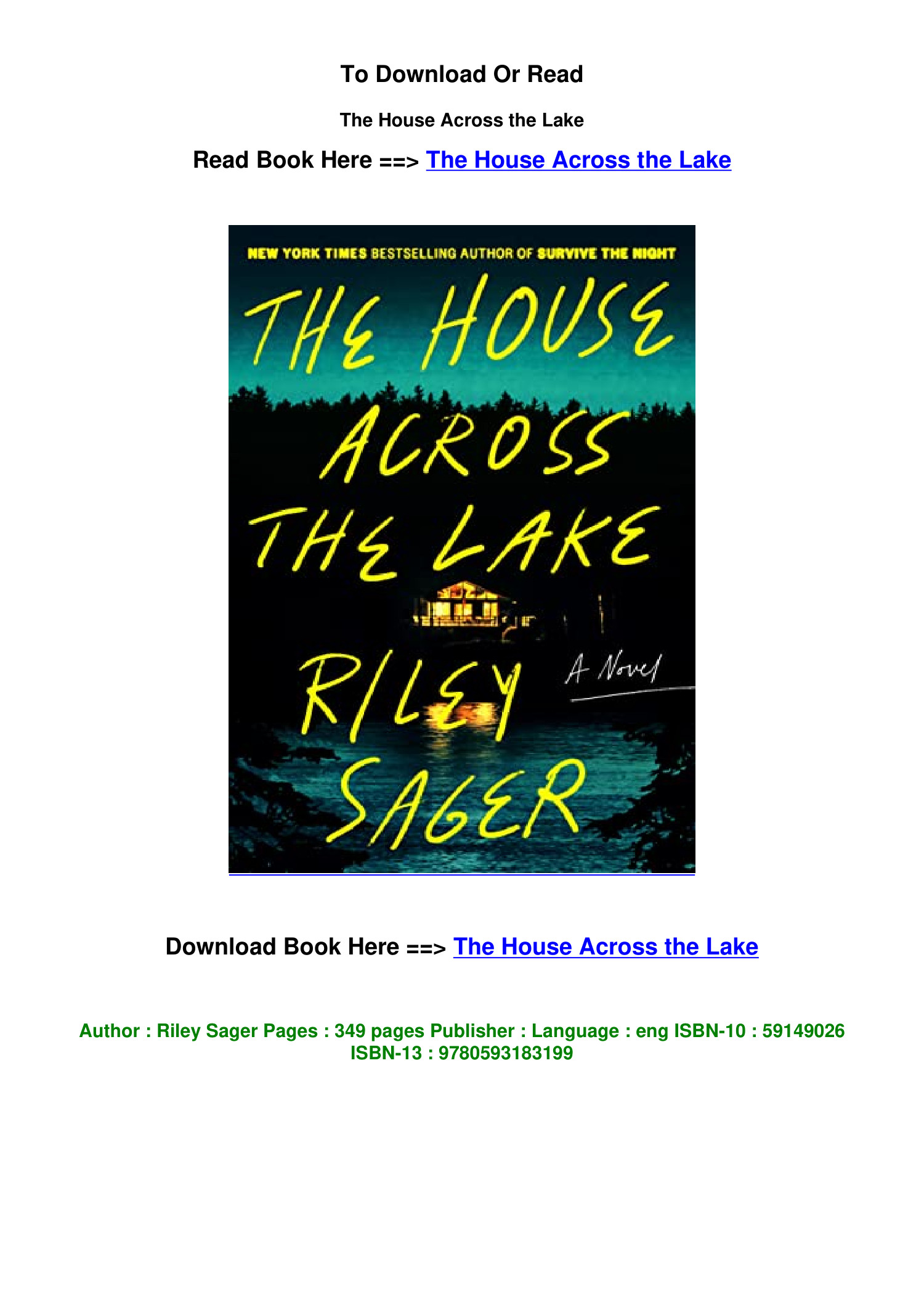 pdf Download The House Across the Lake by Riley Sager.pdf | DocDroid