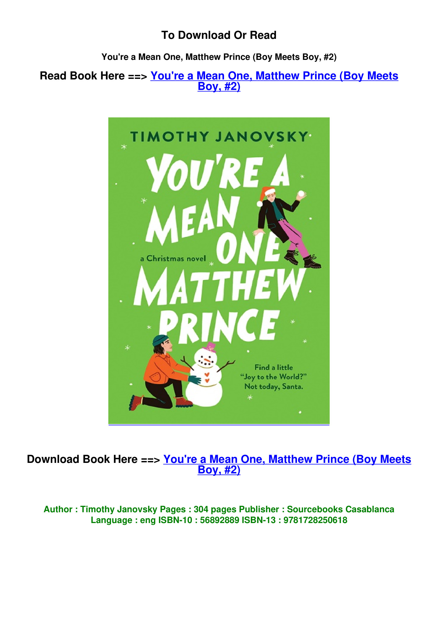 pdf Download You re a Mean One Matthew Prince Boy Meets Boy 2 By Timothy .pdf | DocDroid