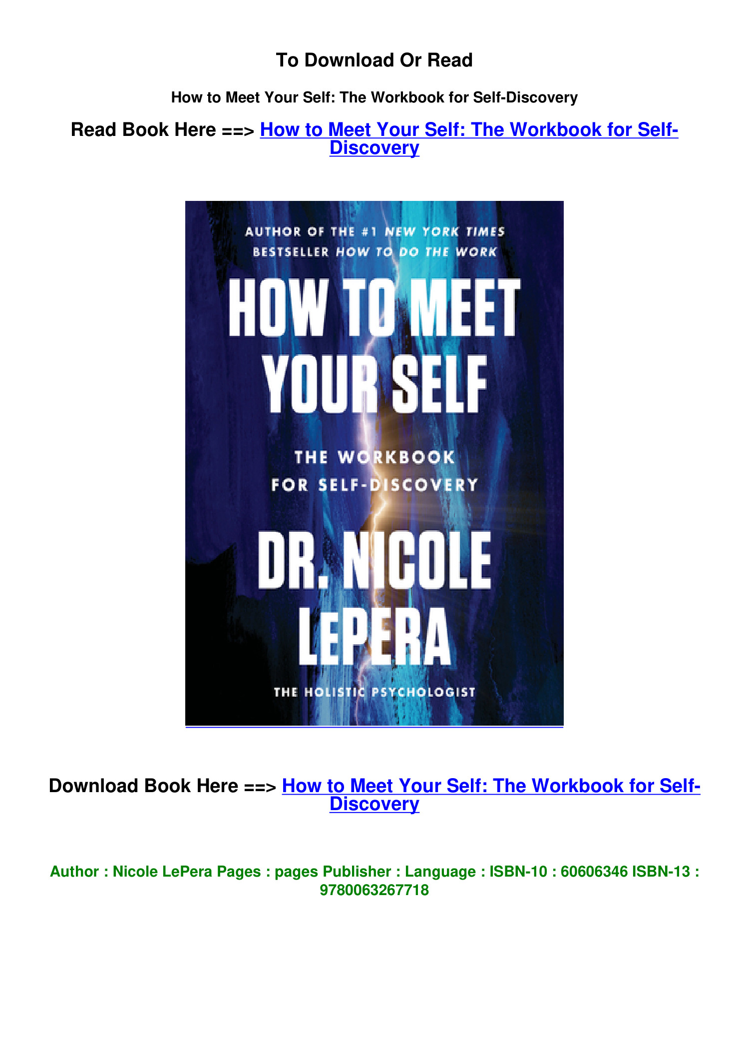 PDF download How to Meet Your Self The Workbook for Self Discovery by Nicole .pdf | DocDroid