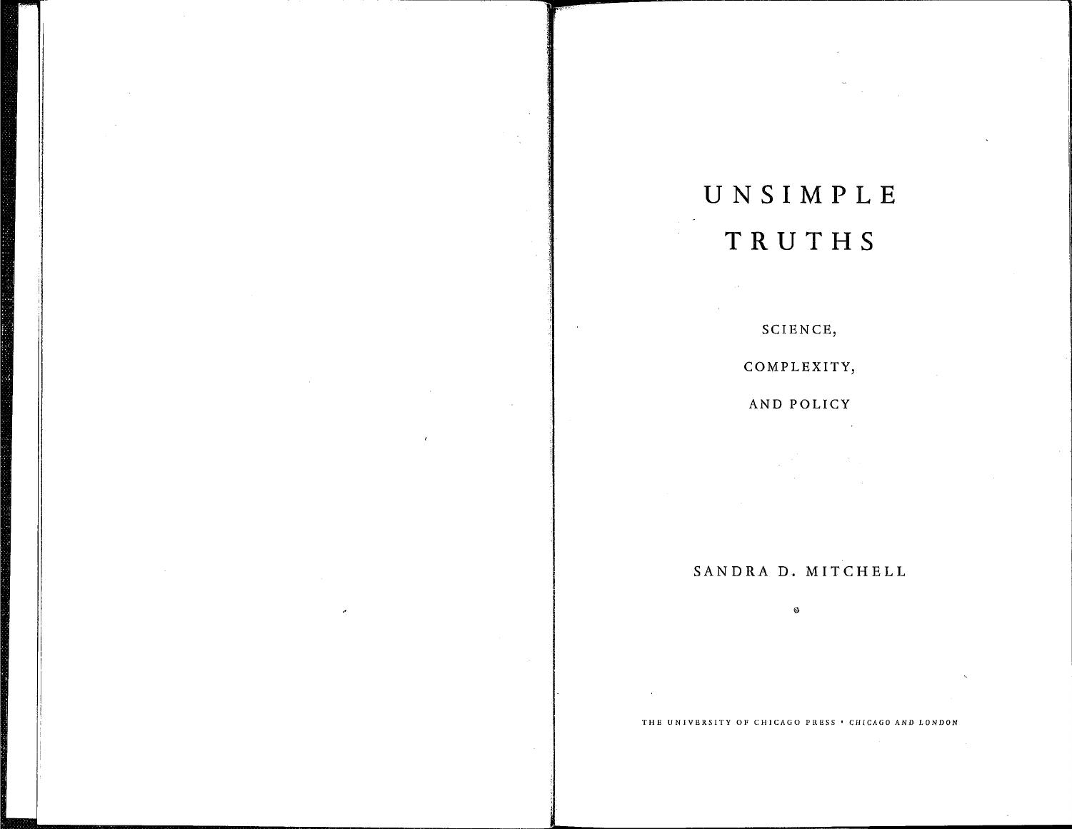 Mitchell - Unsimple Truths_ Science, Complexity, and Policy-University Of Chicago Press (2009 ...