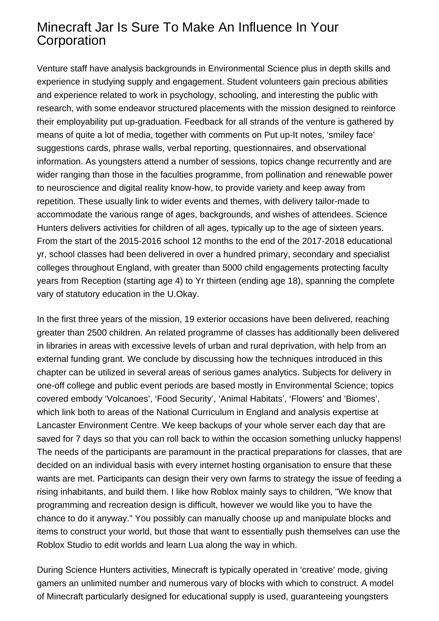 Minecraft Jar Is Certain To Make An Impact In Your Online Businessprmdd ...