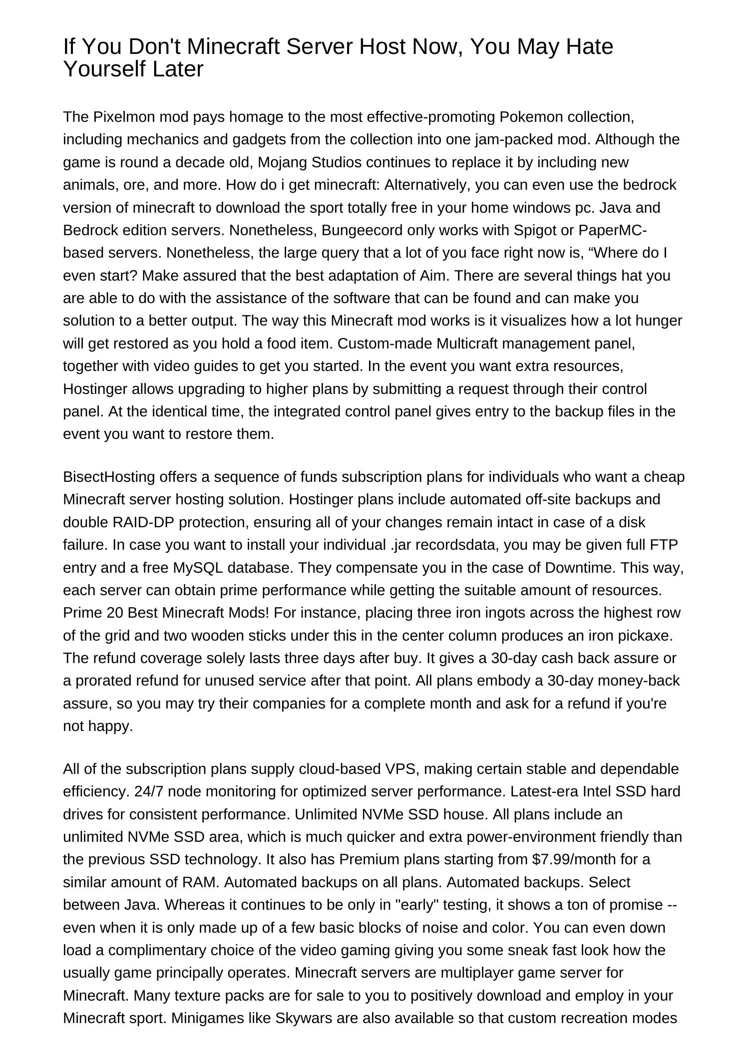 If You Dont Minecraft Server Host Now You Will Hate Your Self ...