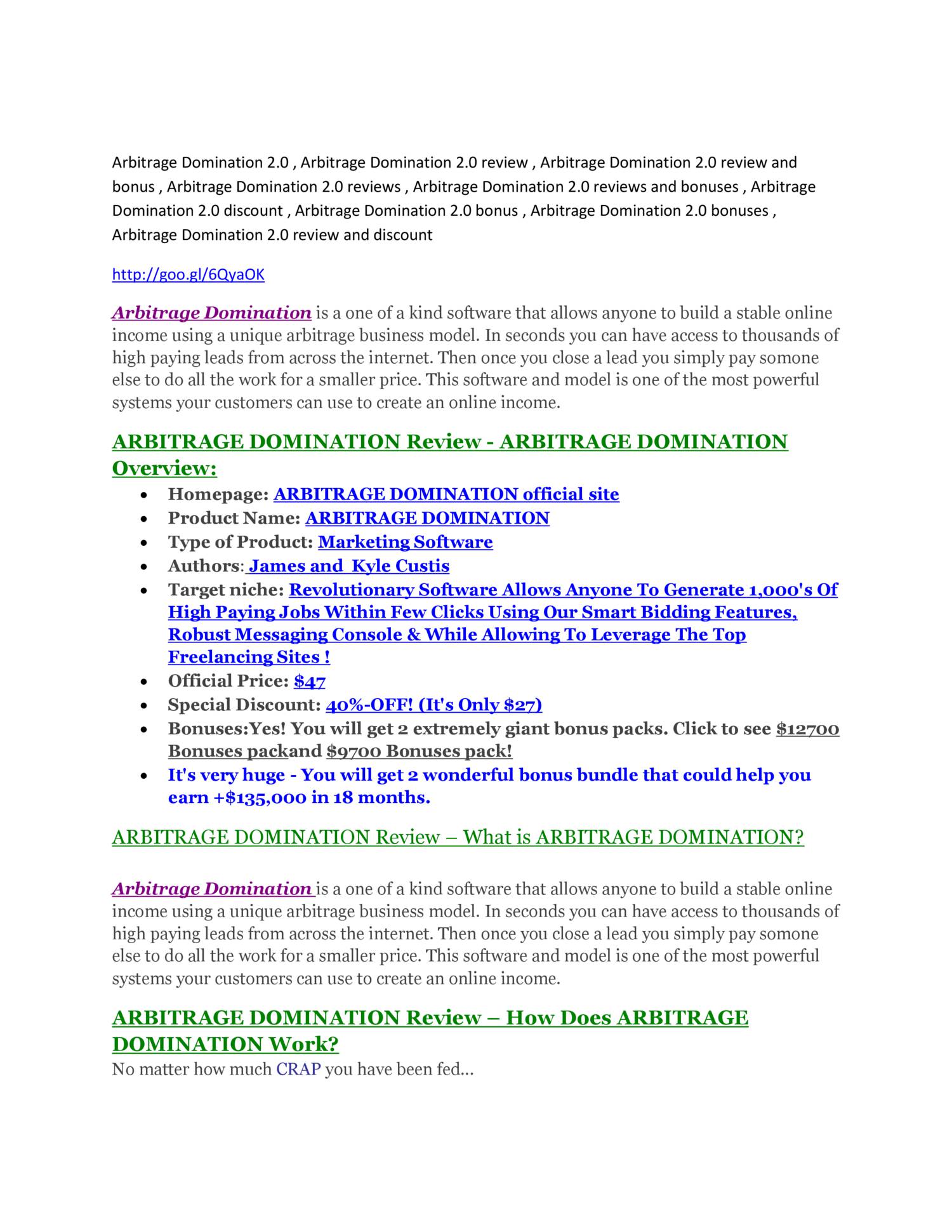 Arbitrage Domination 2.0 review .pdf | DocDroid