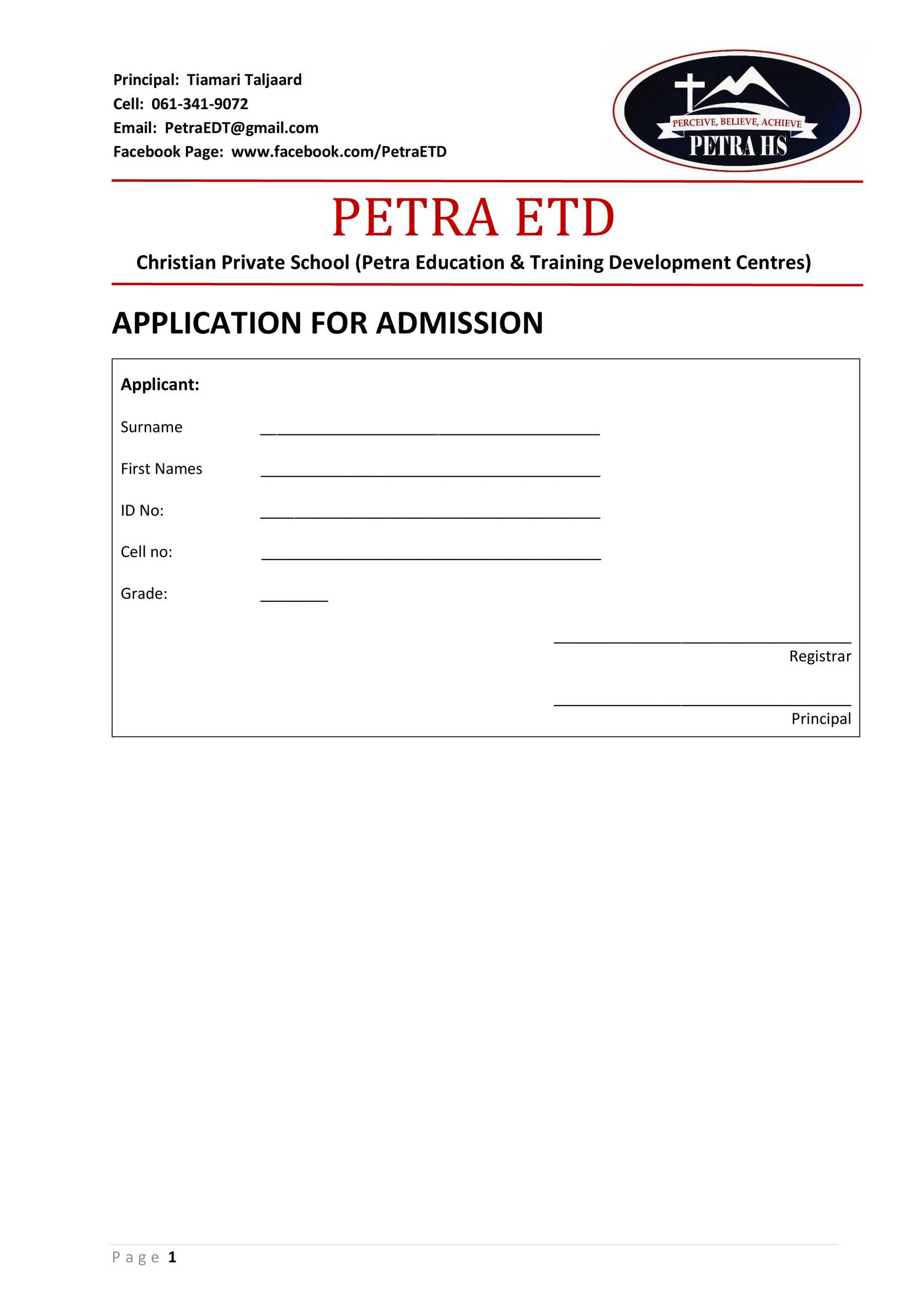 PETRA HIGH - EL - Application Form Booklet.pdf | DocDroid