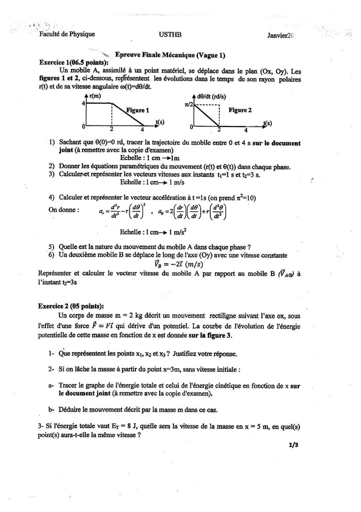 Examen Physique 2018-2019 - Vague 1 - L1 - S1 - USTHB.pdf | DocDroid