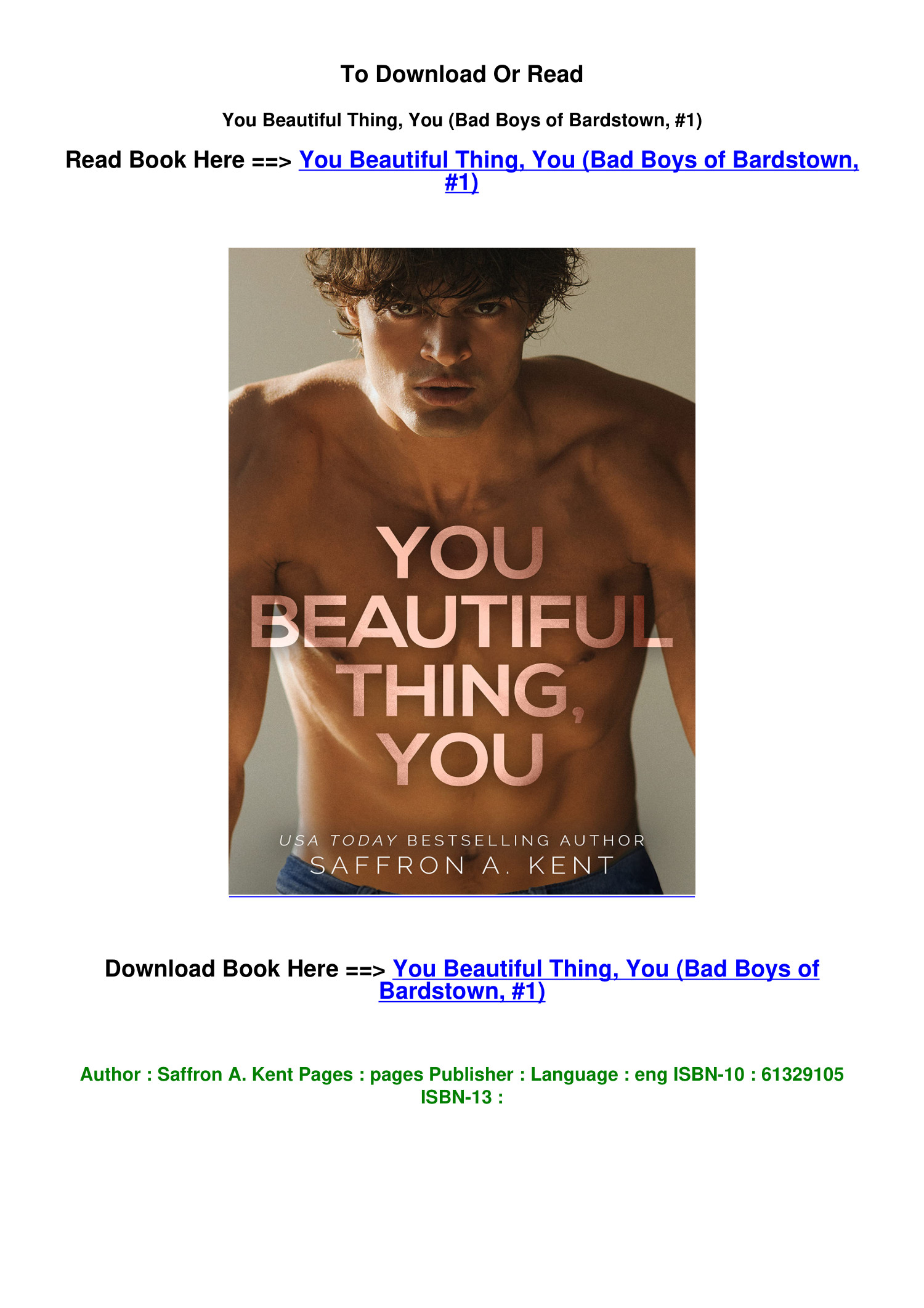 download EPub You Beautiful Thing You Bad Boys of Bardstown 1 By Saffron .pdf | DocDroid