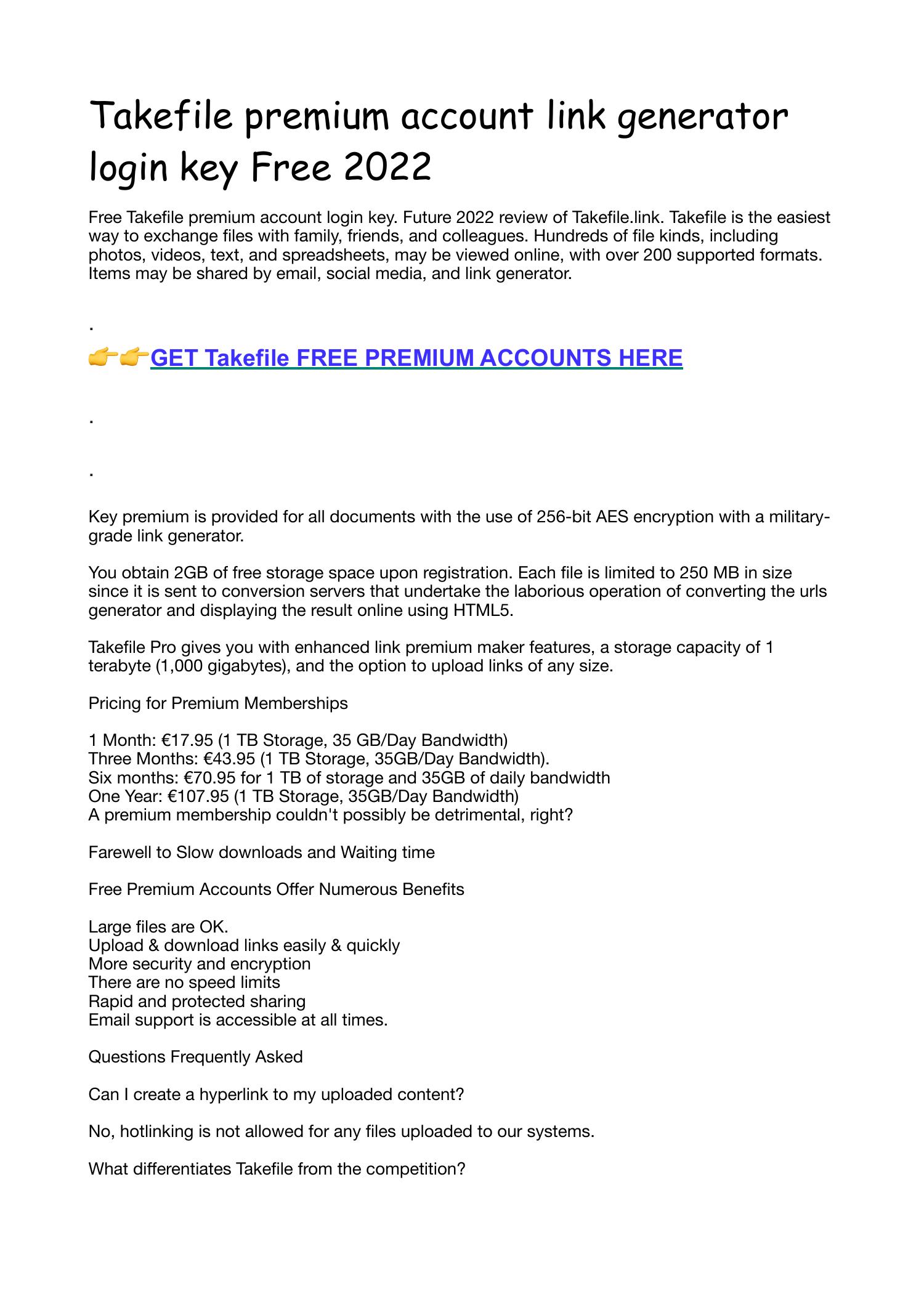 Takefile premium account link generator login key Free.pdf | DocDroid