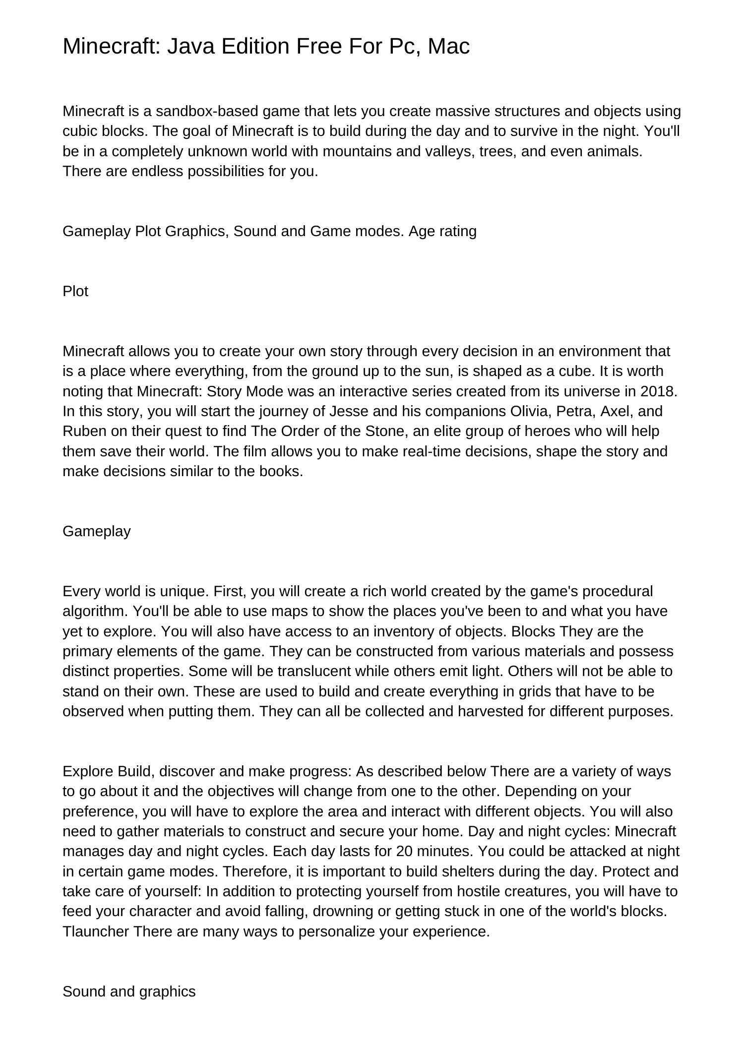 Minecraft Java Edition Free For Laptop Mactdddg Pdf Pdf Docdroid