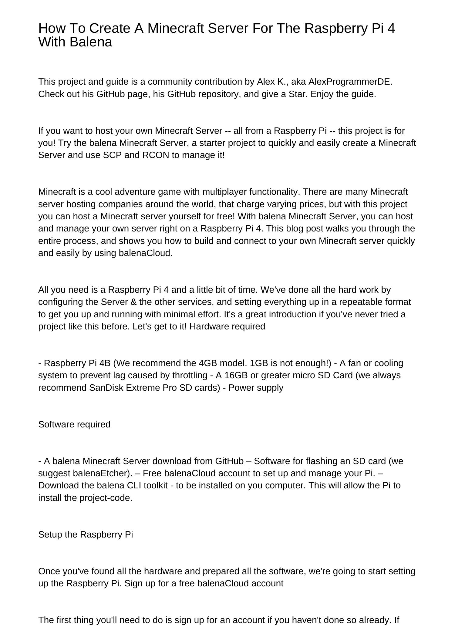 How To Create A Minecraft Server For The Raspberry Pi 4 With Balenafwvgo.pdf.pdf | DocDroid