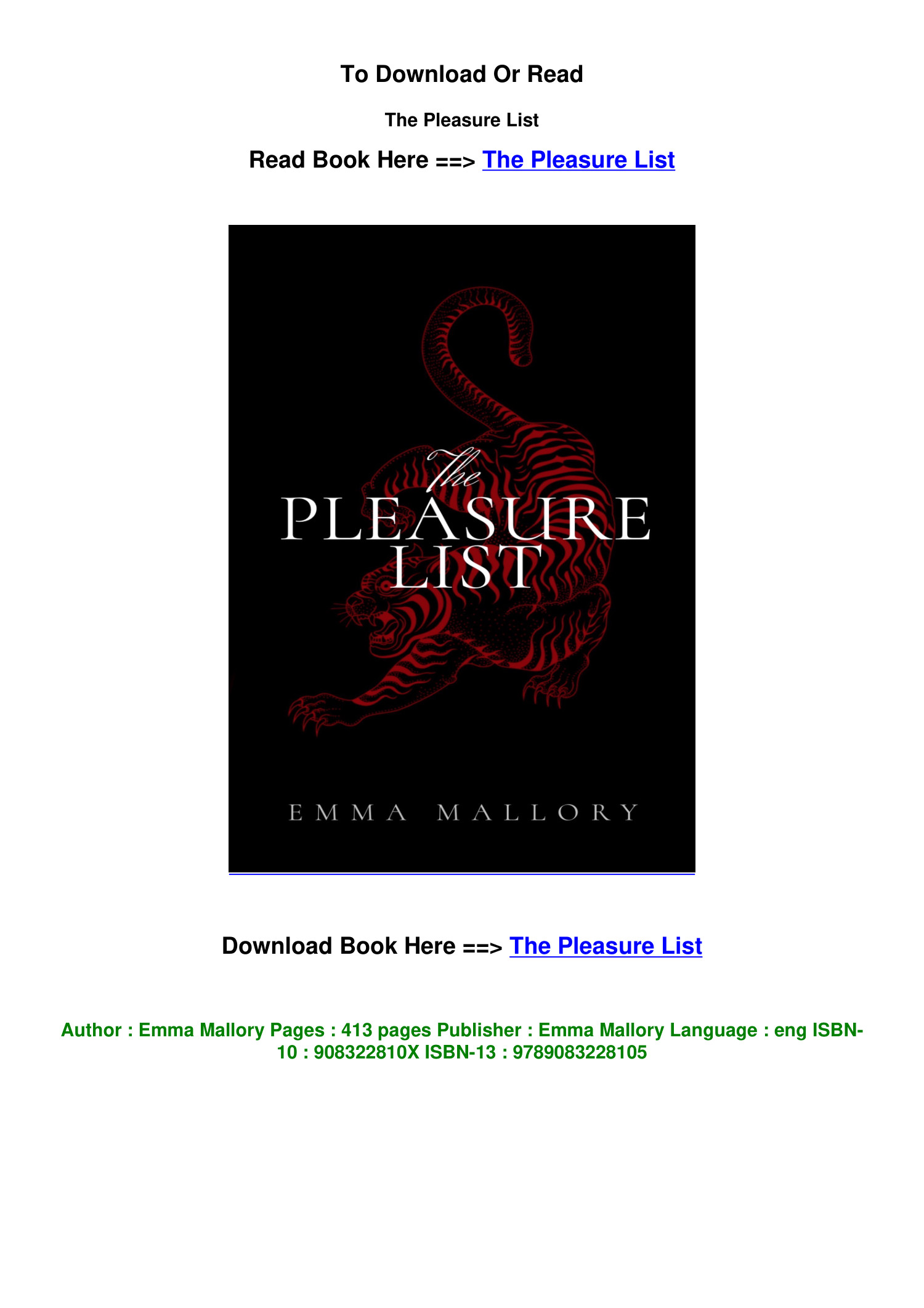 Download ePub The Pleasure List BY Emma Mallory.pdf | DocDroid