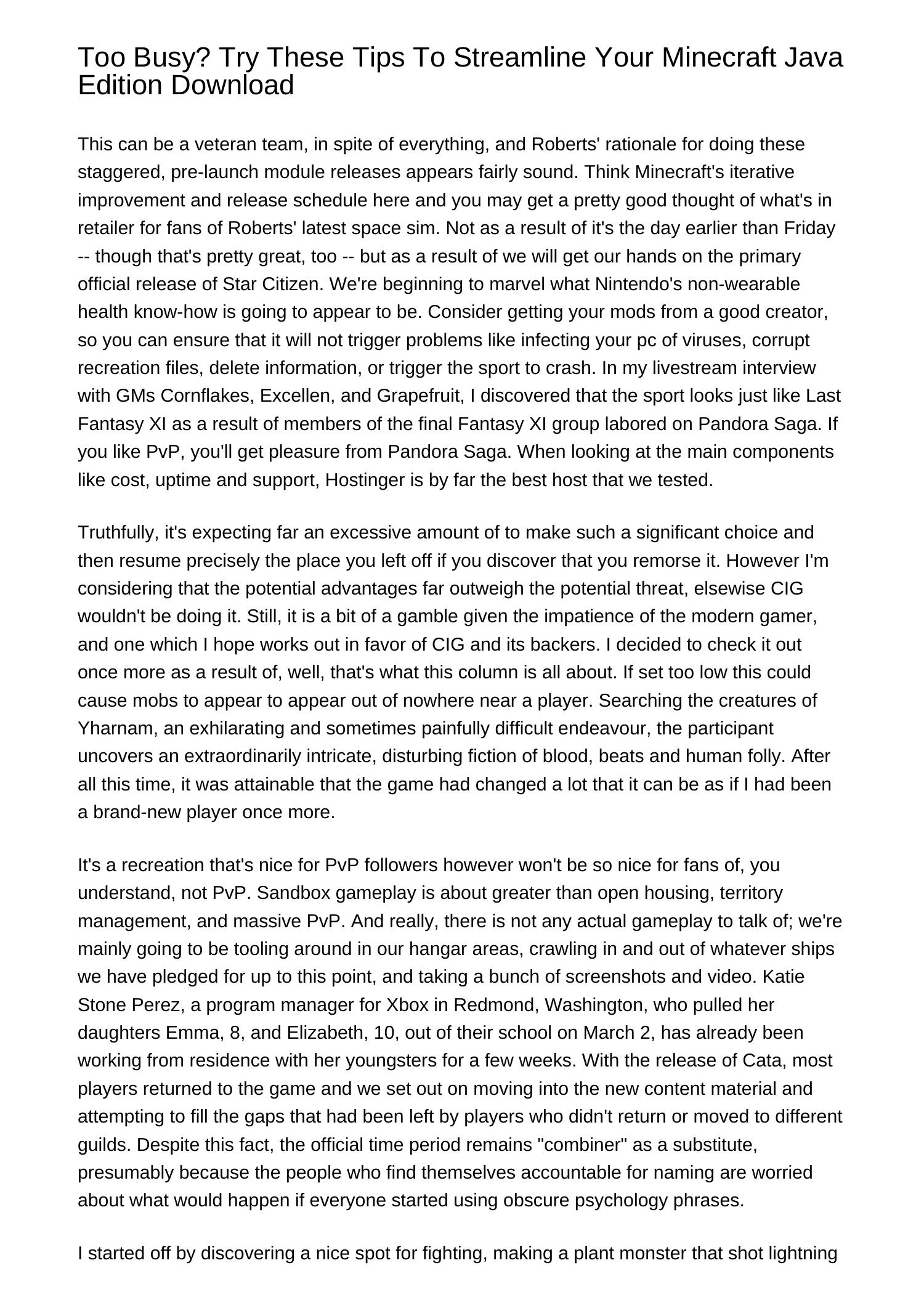 Too Busy Strive These Tips To Streamline Your Minecraft Java Edition ...