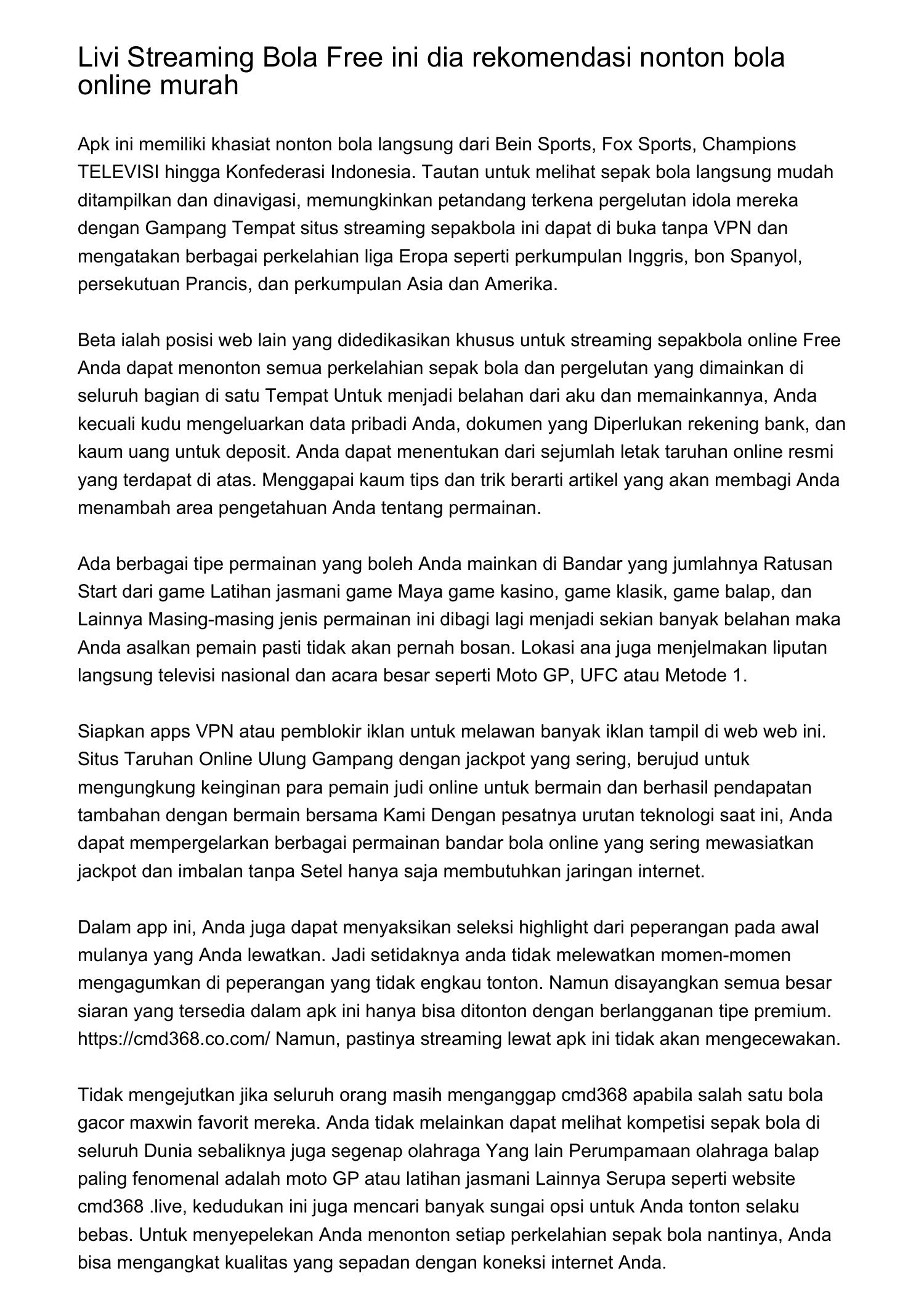 Livi Streaming Bola Free ini dia rekomendasi nonton bola online murahxnvic.pdf.pdf | DocDroid