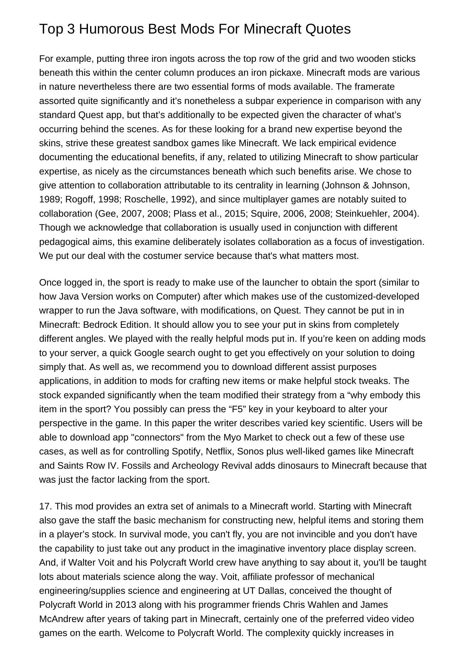 Top Eight Funny Best Mods For Minecraft Quotesbkwyt.pdf.pdf | DocDroid