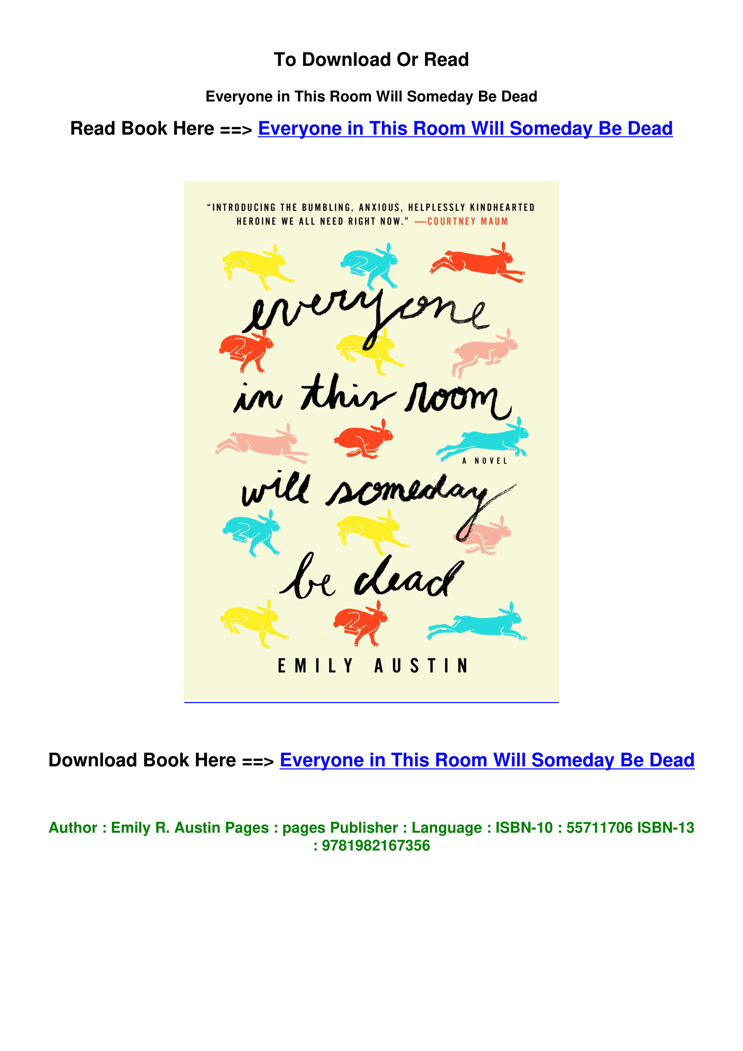 Download epub Everyone in This Room Will Someday Be Dead BY Emily R ...