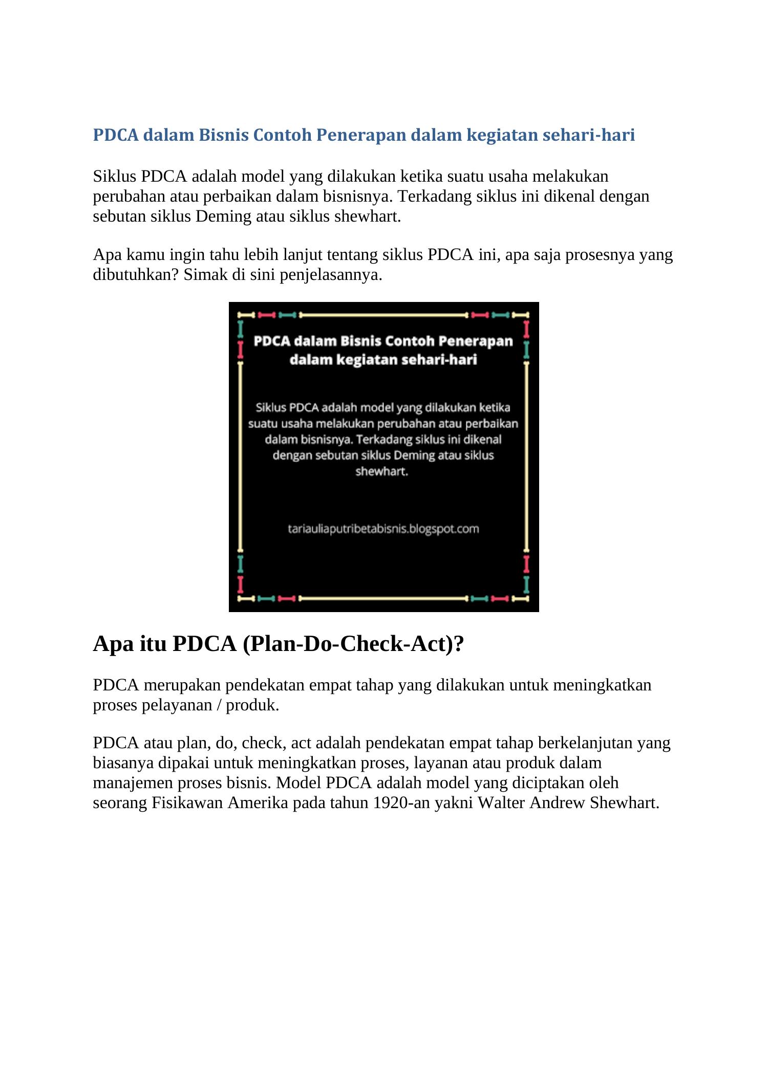 PDCA dalam Bisnis Contoh Penerapan dalam kegiatan sehari.pdf | DocDroid