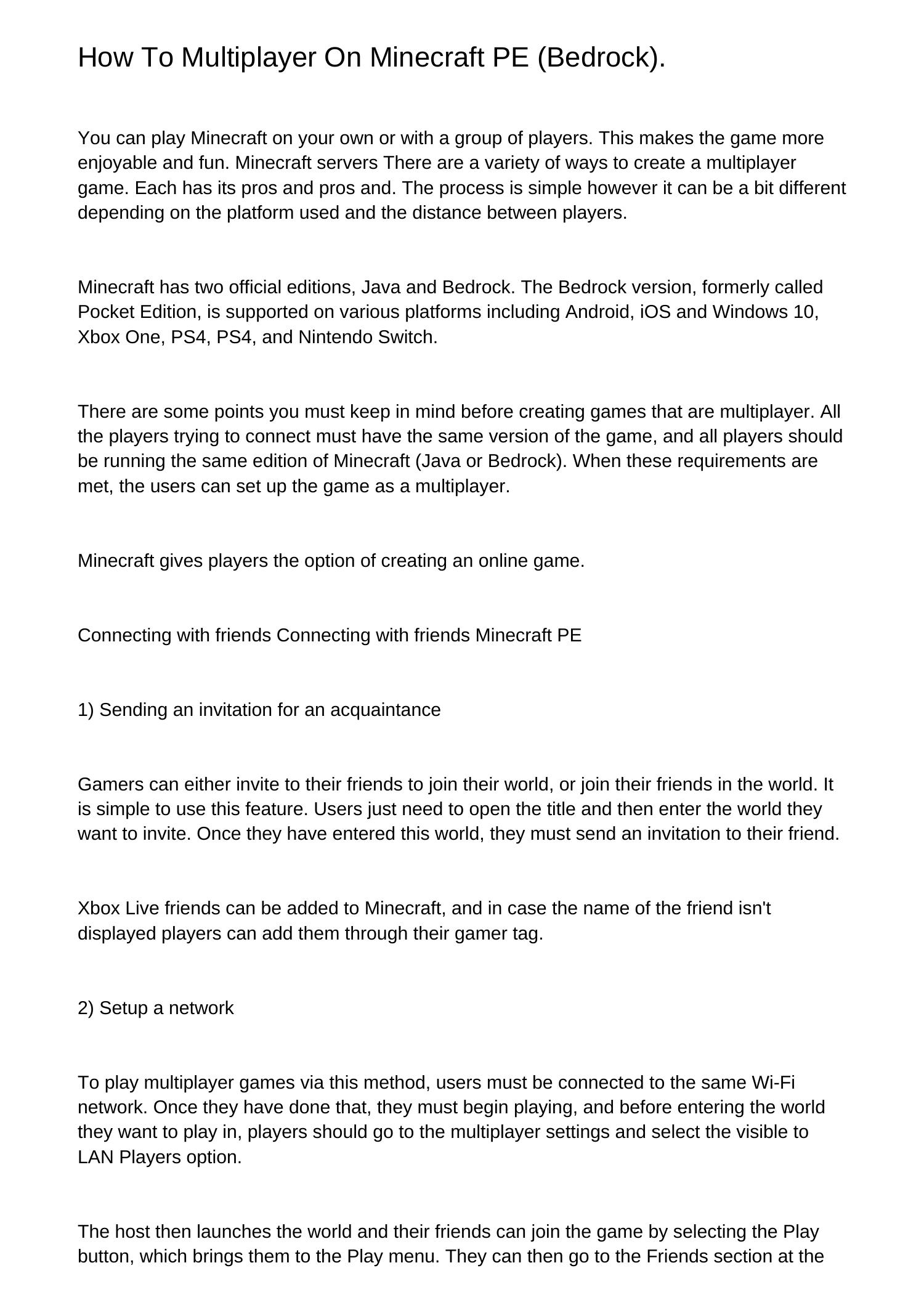 How To Play Multiplayer On Minecraft PE Bedrockvkvdu.pdf.pdf | DocDroid