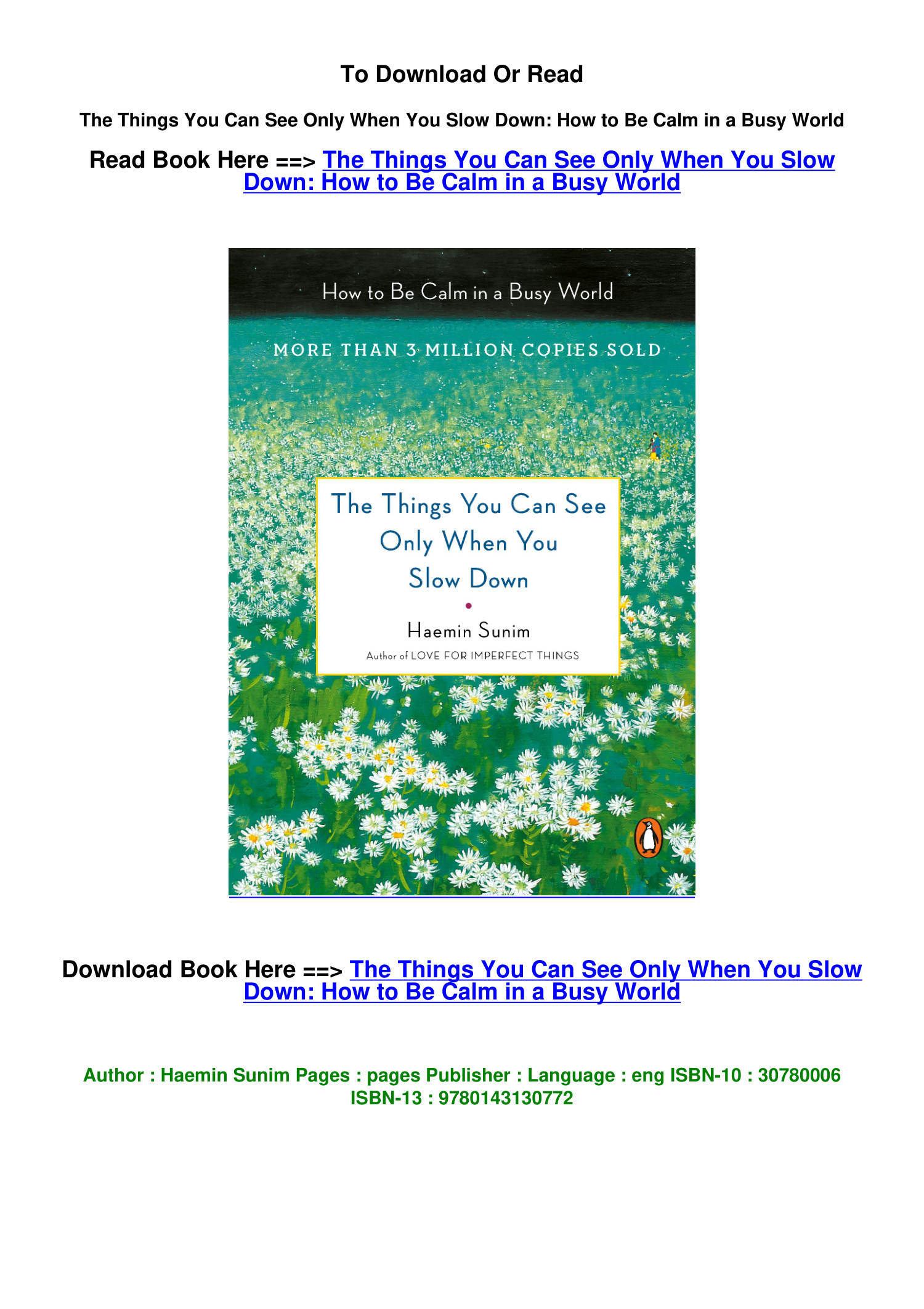 download ePub The Things You Can See Only When You Slow Down How to be Calm .pdf | DocDroid