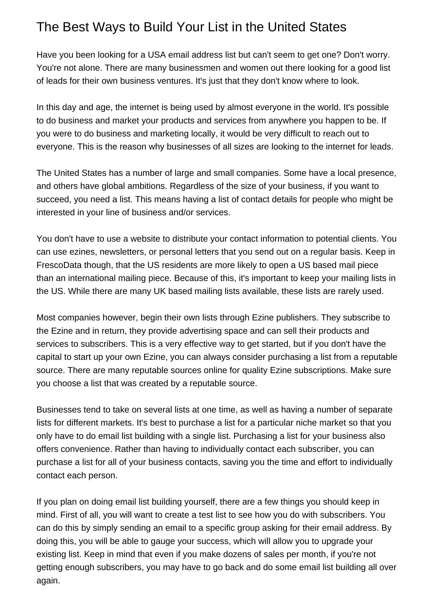 The Best Ways to Build Your List in the United Statesvicla.pdf.pdf ...