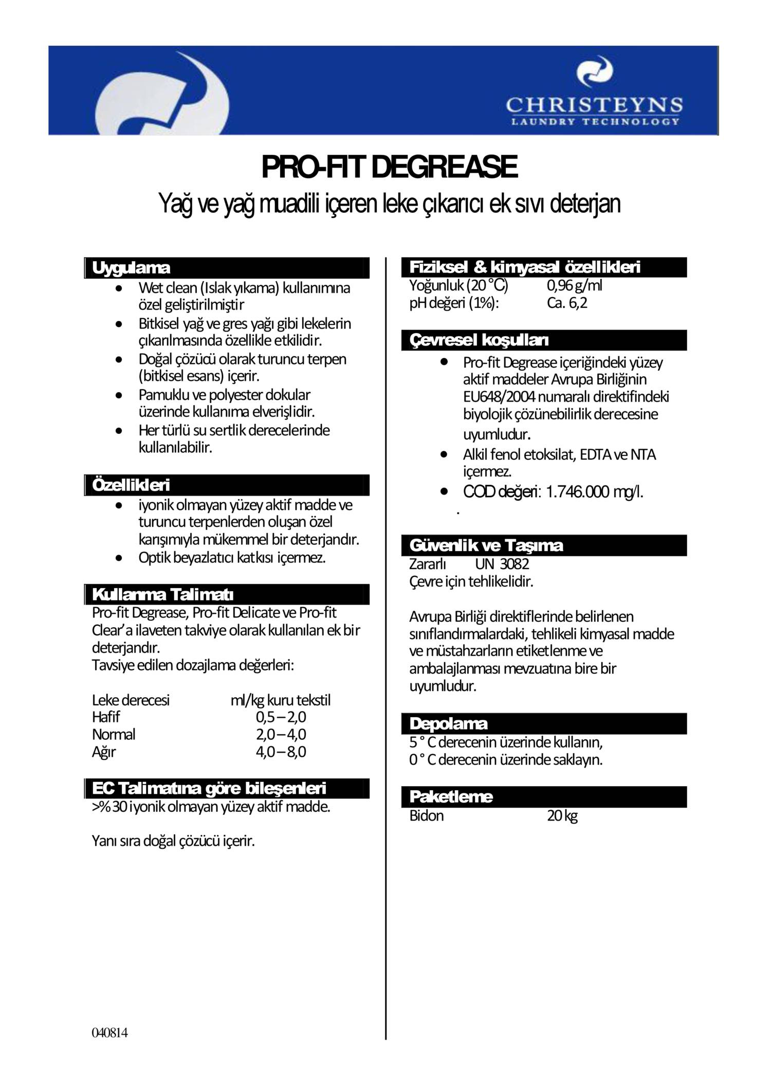 Pro-fit Degrease TR.pdf | DocDroid