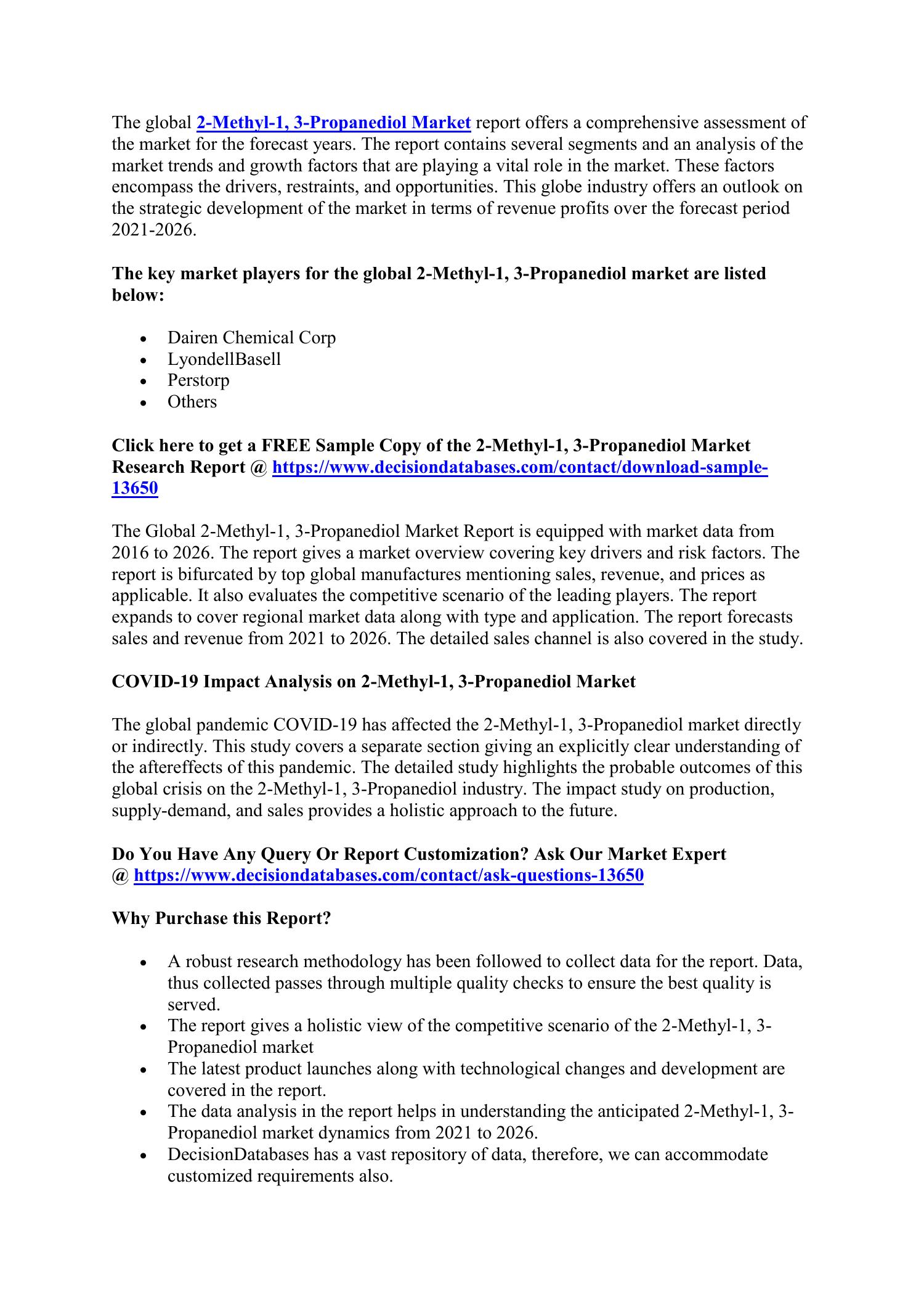 2-Methyl-1, 3-Propanediol Market Size, Growth & Industry Research Report To, 2026.pdf | DocDroid