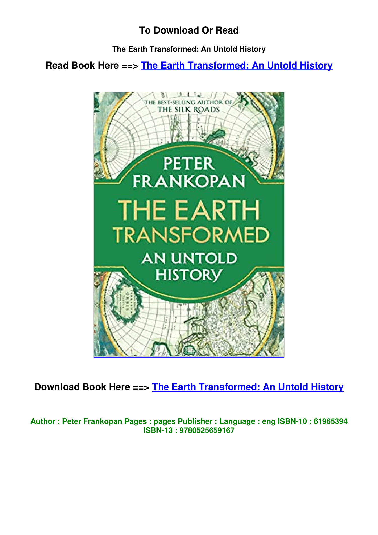 DOWNLOAD EPub The Earth Transformed An Untold History By Peter Frankopan.pdf | DocDroid