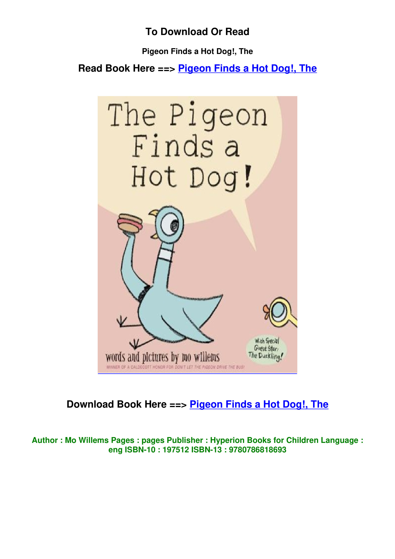 download EPub Pigeon Finds a Hot Dog The By Mo Willems.pdf | DocDroid