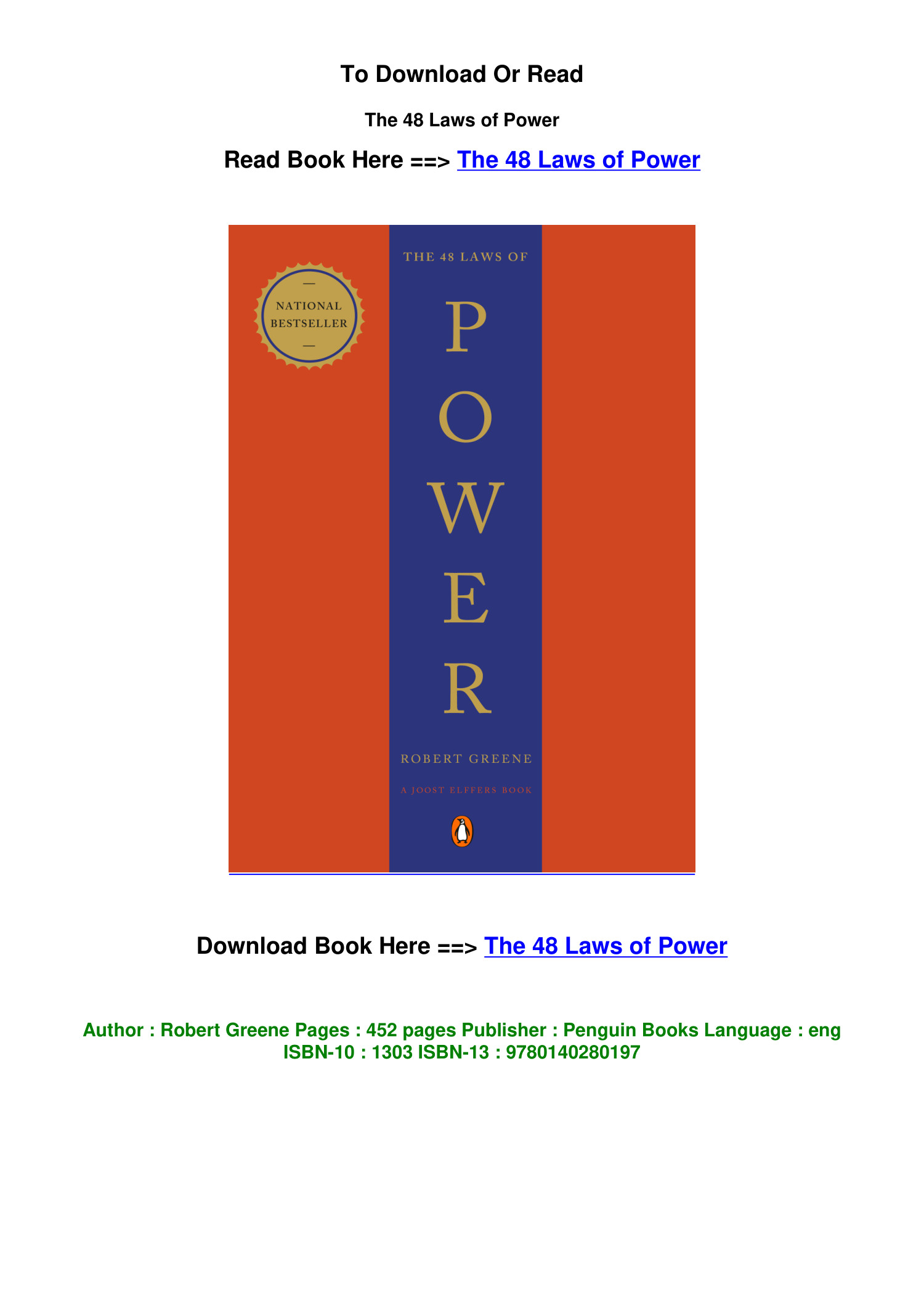 Pdf DOWNLOAD The 48 Laws of Power by Robert Greene.pdf | DocDroid