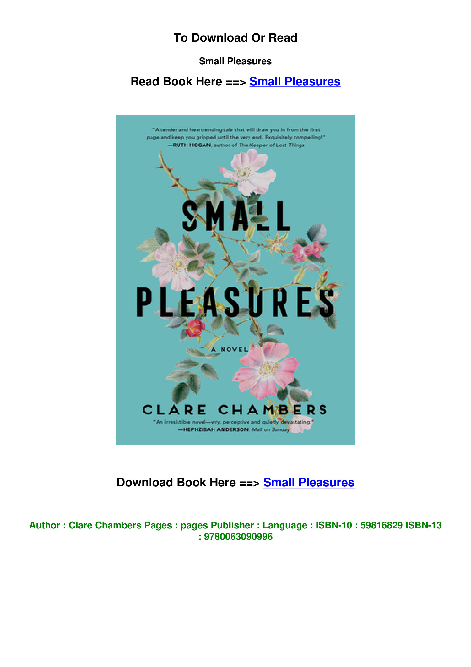 download pdf Small Pleasures By Clare Chambers.pdf | DocDroid