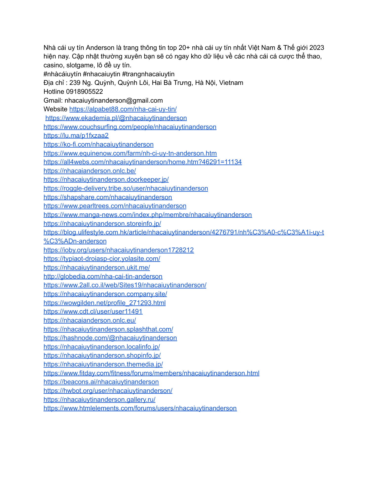 Nhà cái uy tín Anderson - Trang thông tin top 20+ nhà cái uy tín nhất Việt Nam & Thế giới 2023 ...