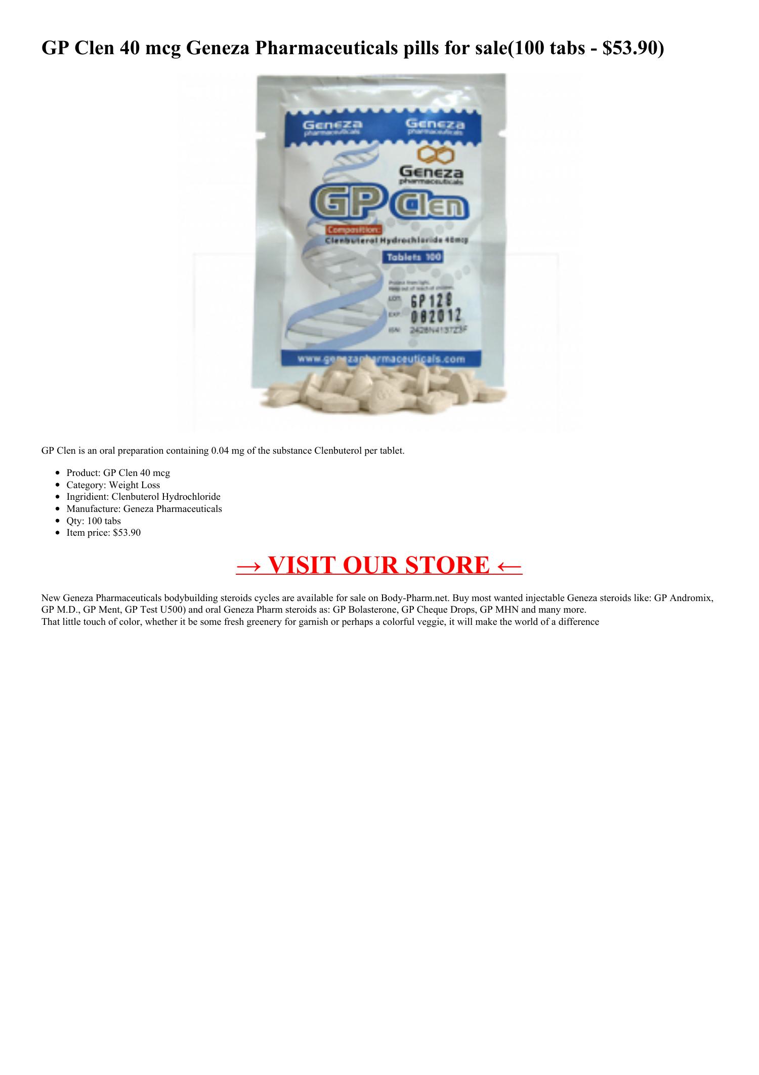 GP Clen 40 mcg Geneza Pharmaceuticals pills for sale.pdf | DocDroid