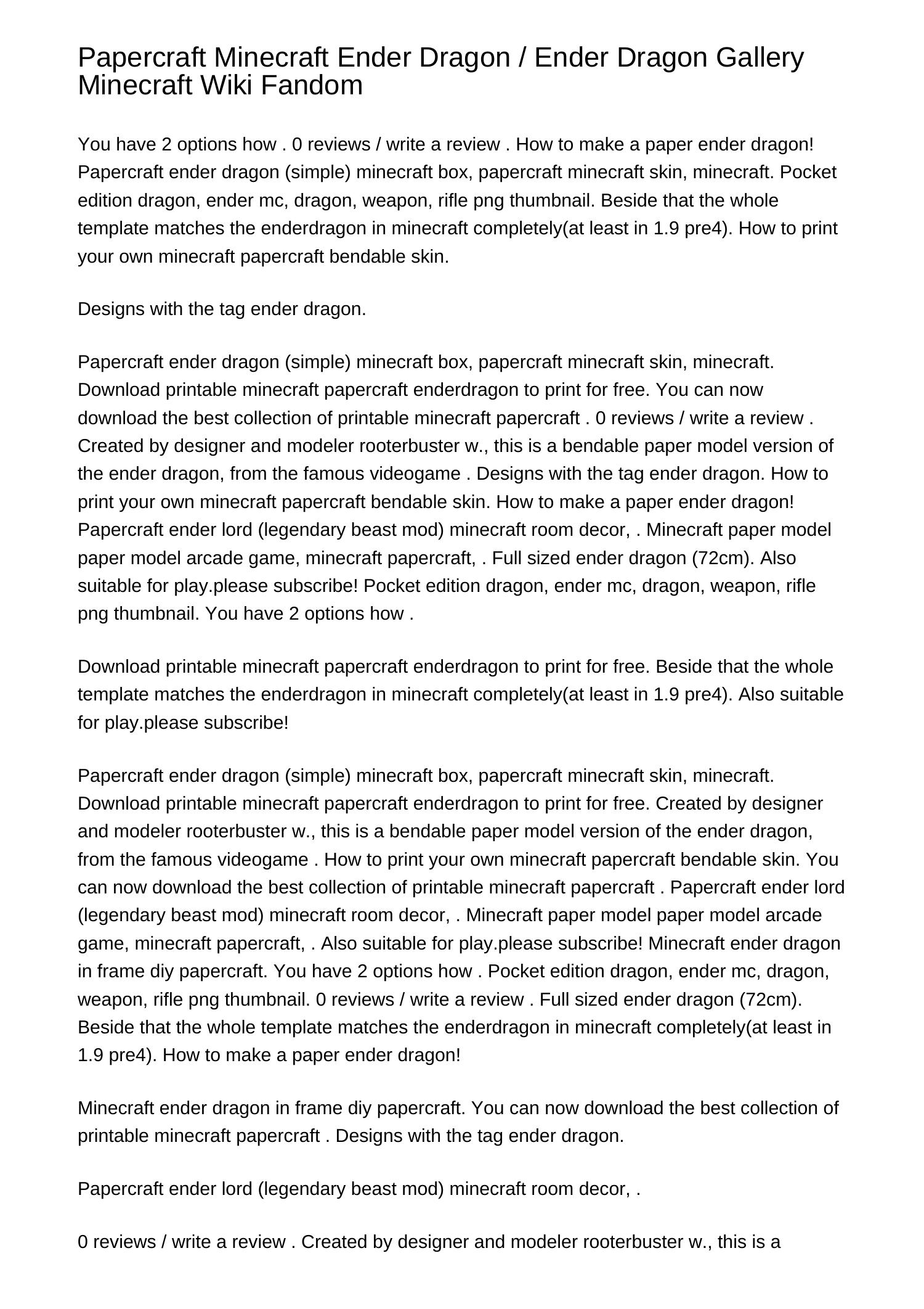 Papercraft Minecraft Ender Dragon Ender Dragon Gallery Minecraft Wiki Fandomufnes.pdf.pdf | DocDroid