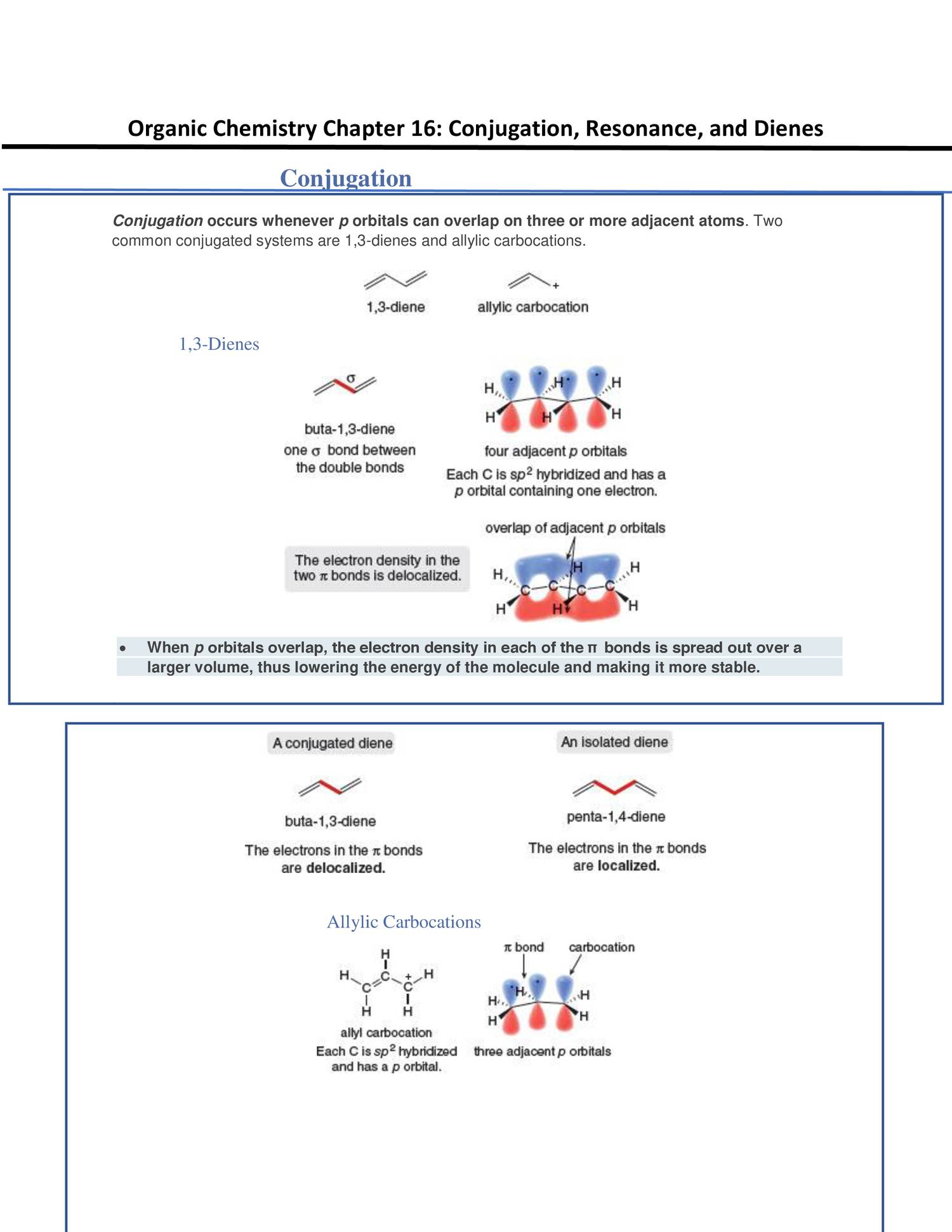 Organic Chemistry Conjugation, Resonance, and Dienes Notes.docx | DocDroid