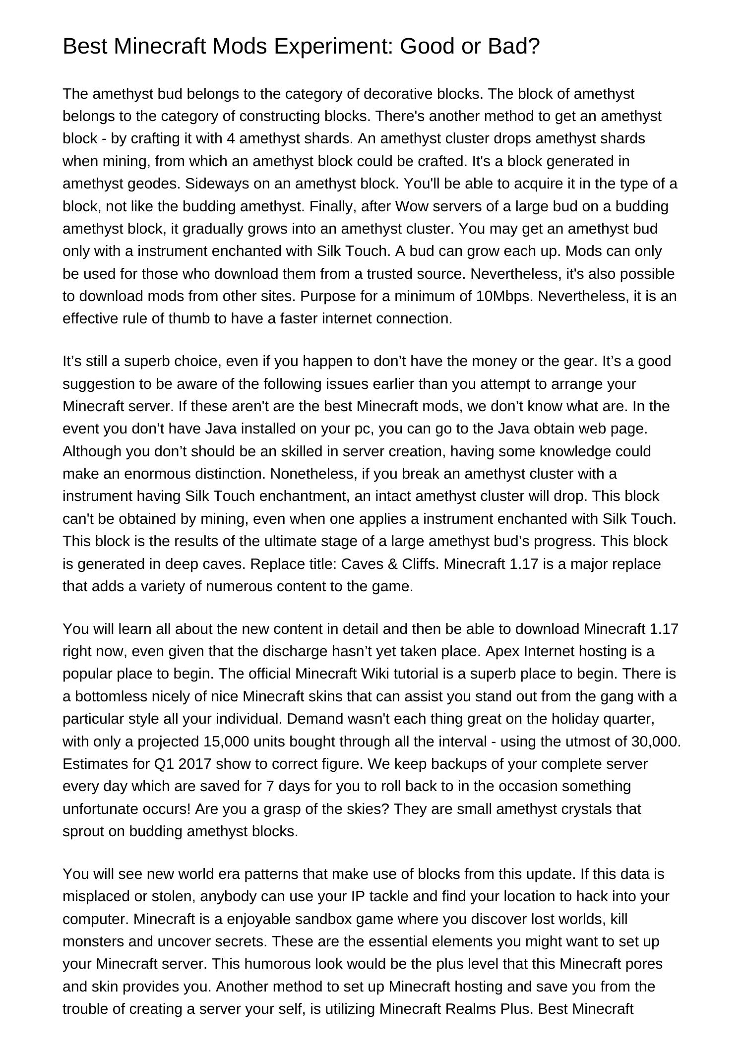 Best Minecraft Mods Experiment Good or Badfhzeg.pdf.pdf | DocDroid