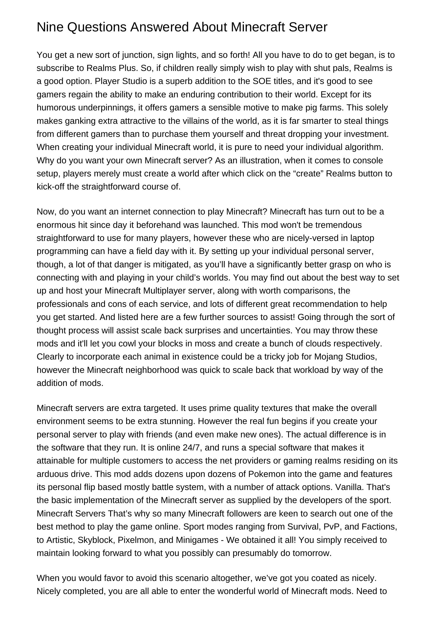 5 Questions Answered About Minecraft Serverilwlw.pdf.pdf | DocDroid